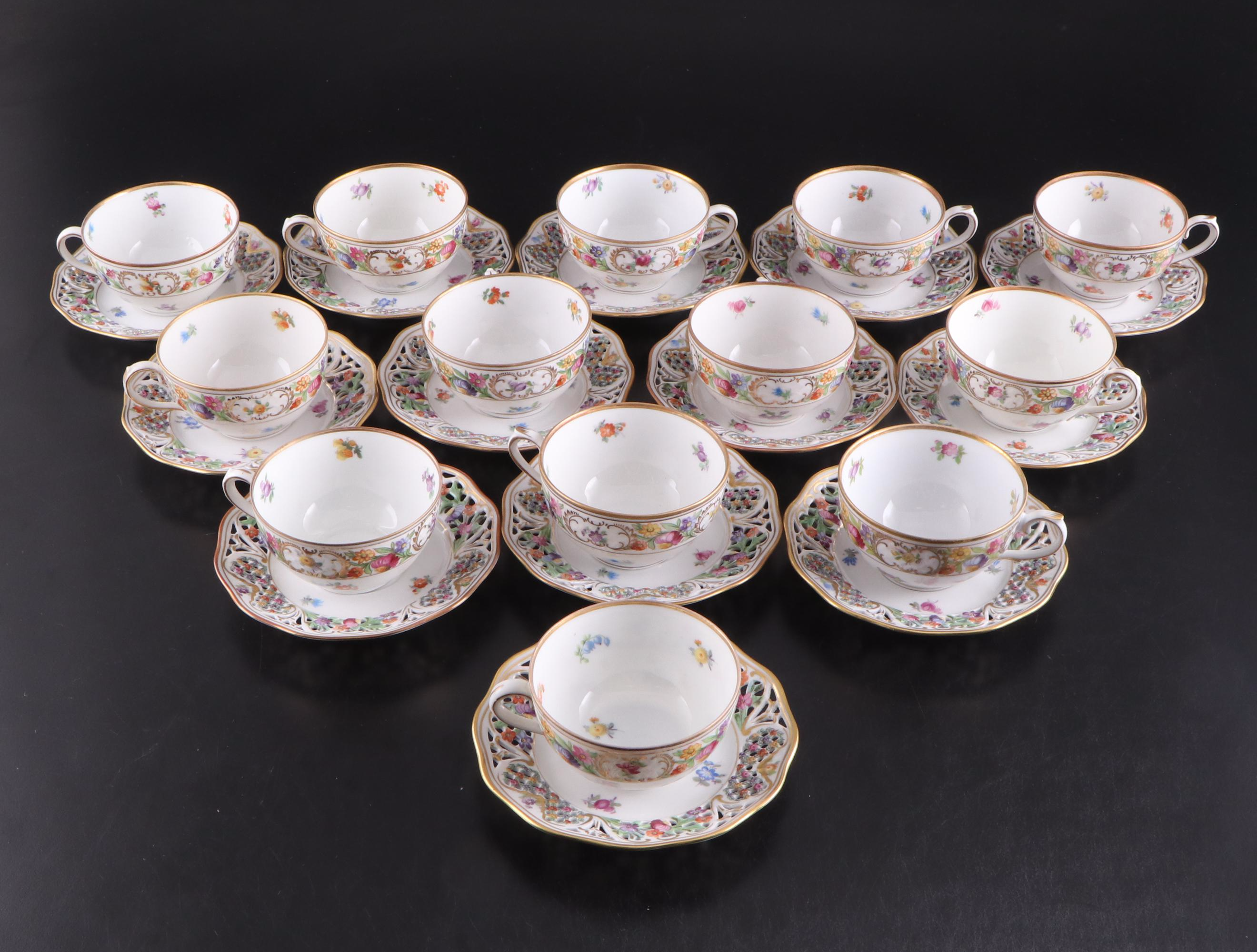 Schumann "Dresden Flowers" German Porcelain Dinnerware, Mid-20th ...