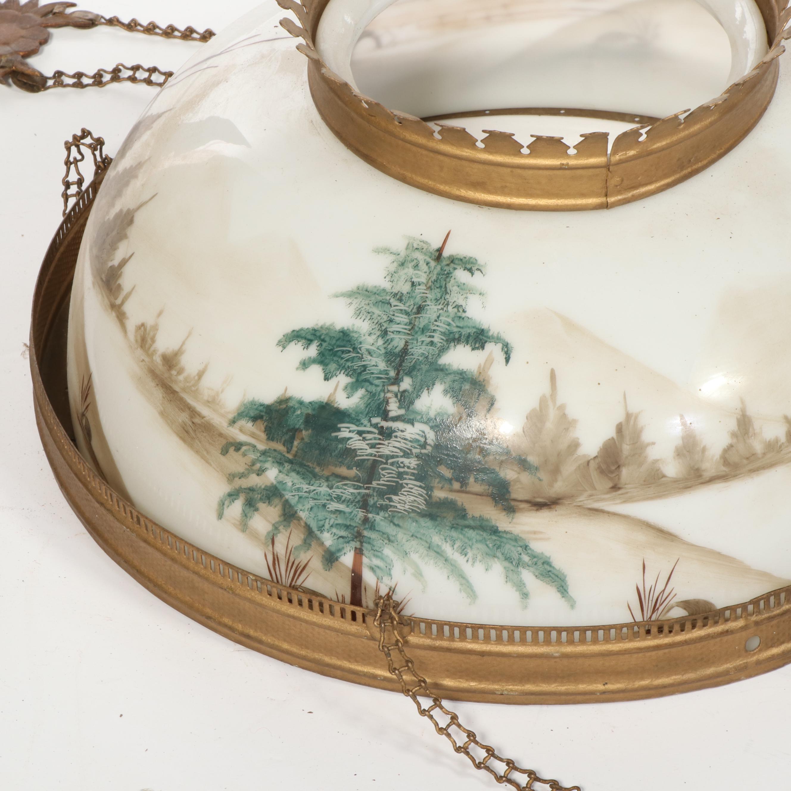 Hand-Painted Glass Parlor Pull Down Lamp Shades | EBTH