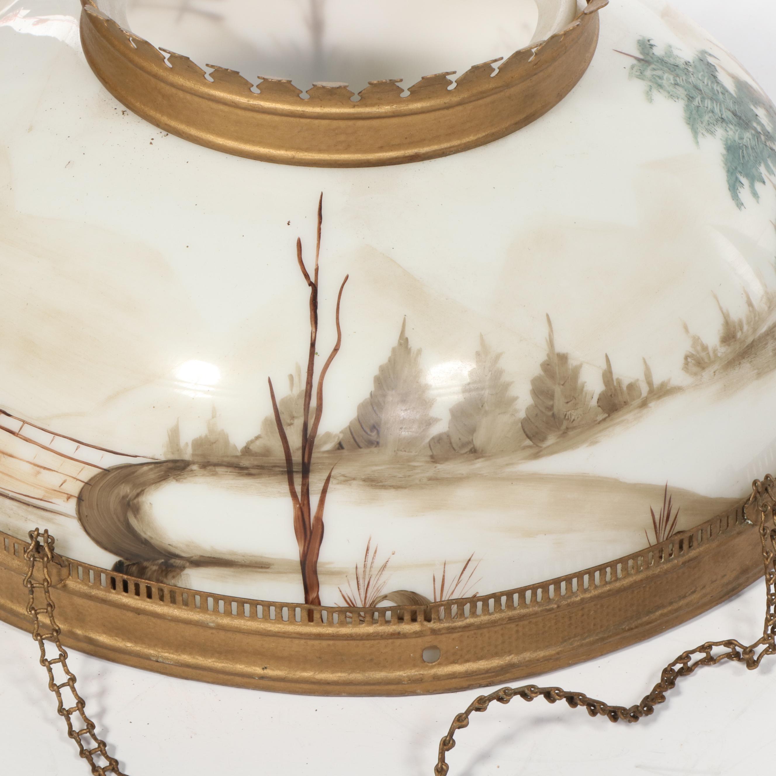 Hand-Painted Glass Parlor Pull Down Lamp Shades | EBTH