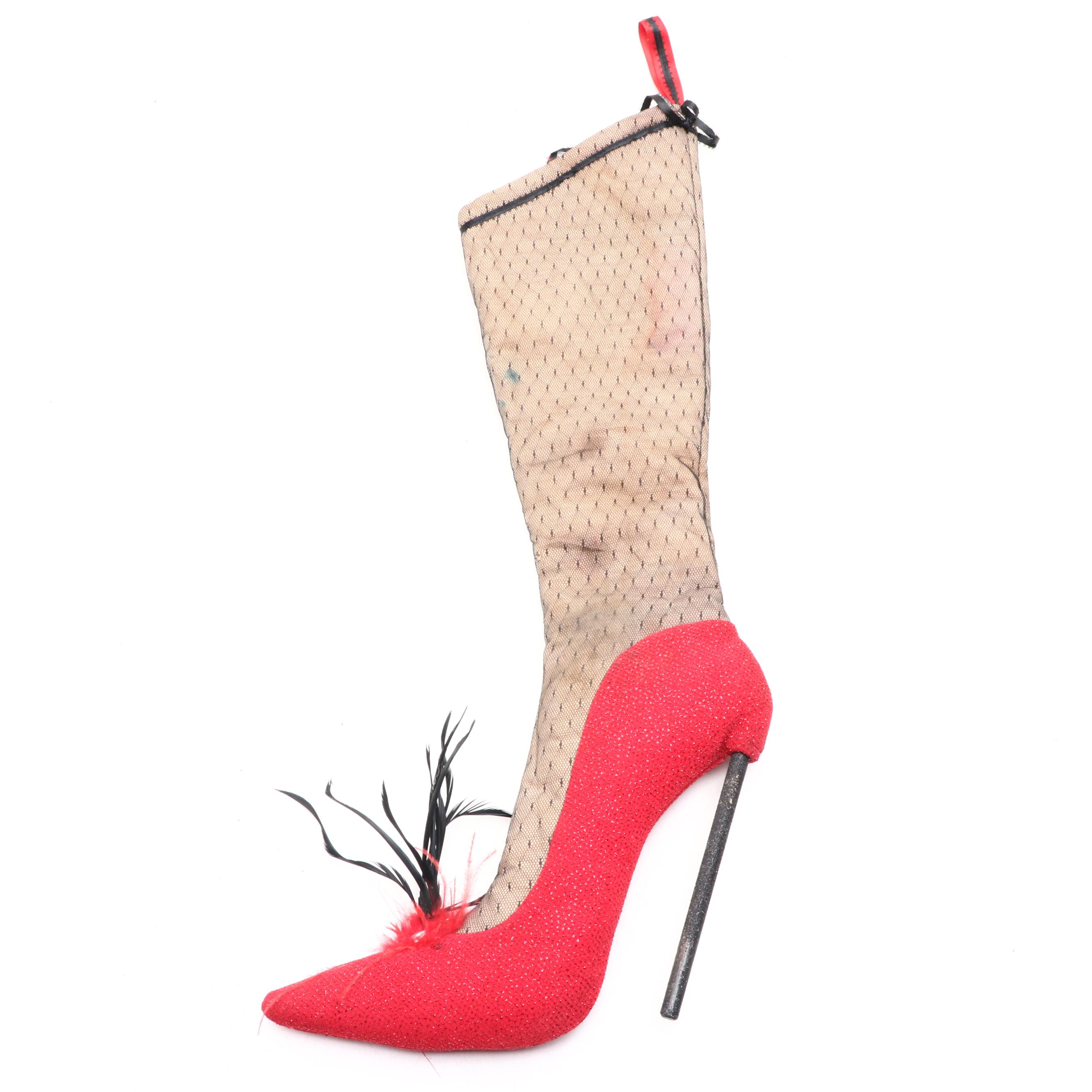 Cameron Patrick Neth Red Glitter Stiletto Christmas Stocking | EBTH