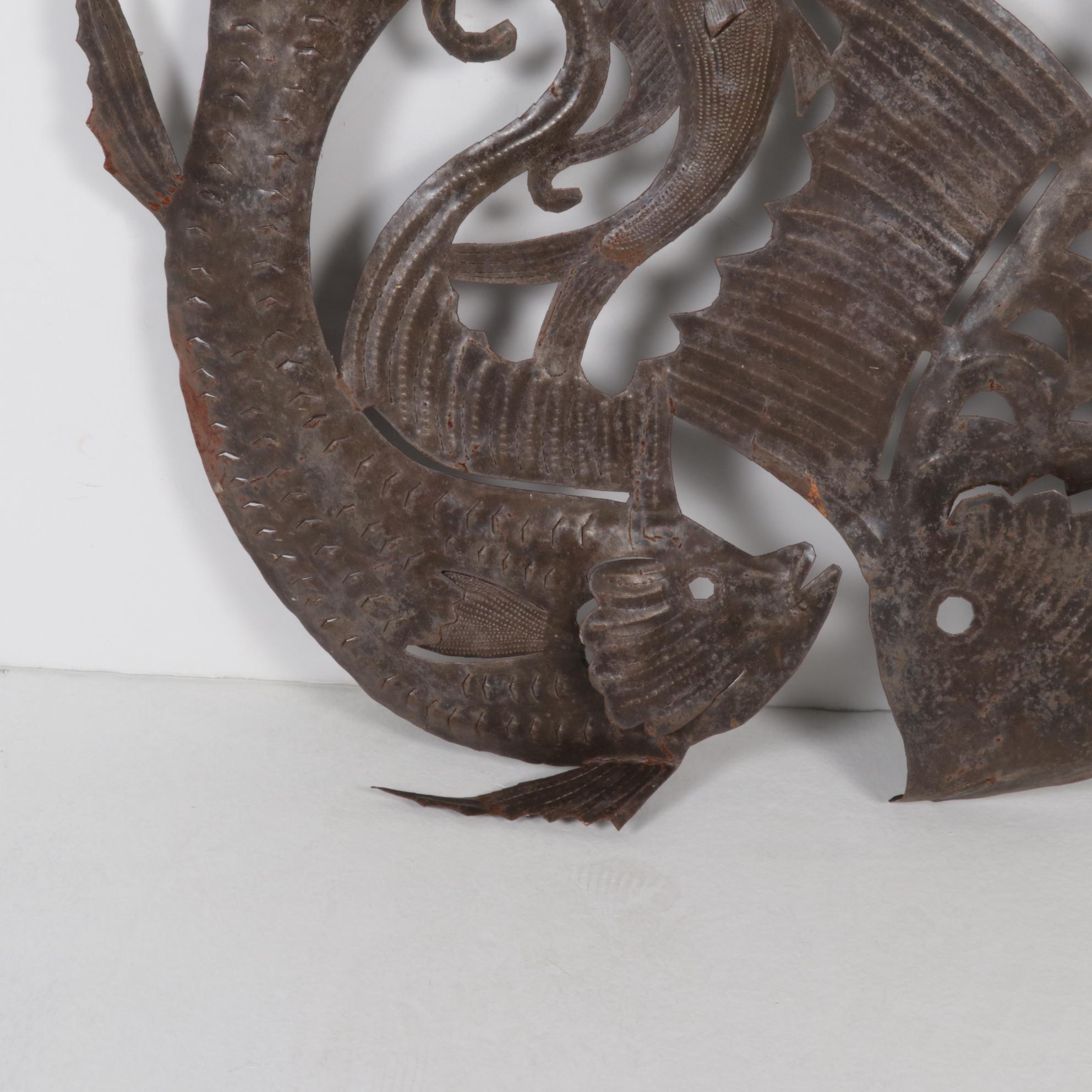 Julio Balan Haitian Metal Relief Sculpture of Swimming Fish | EBTH