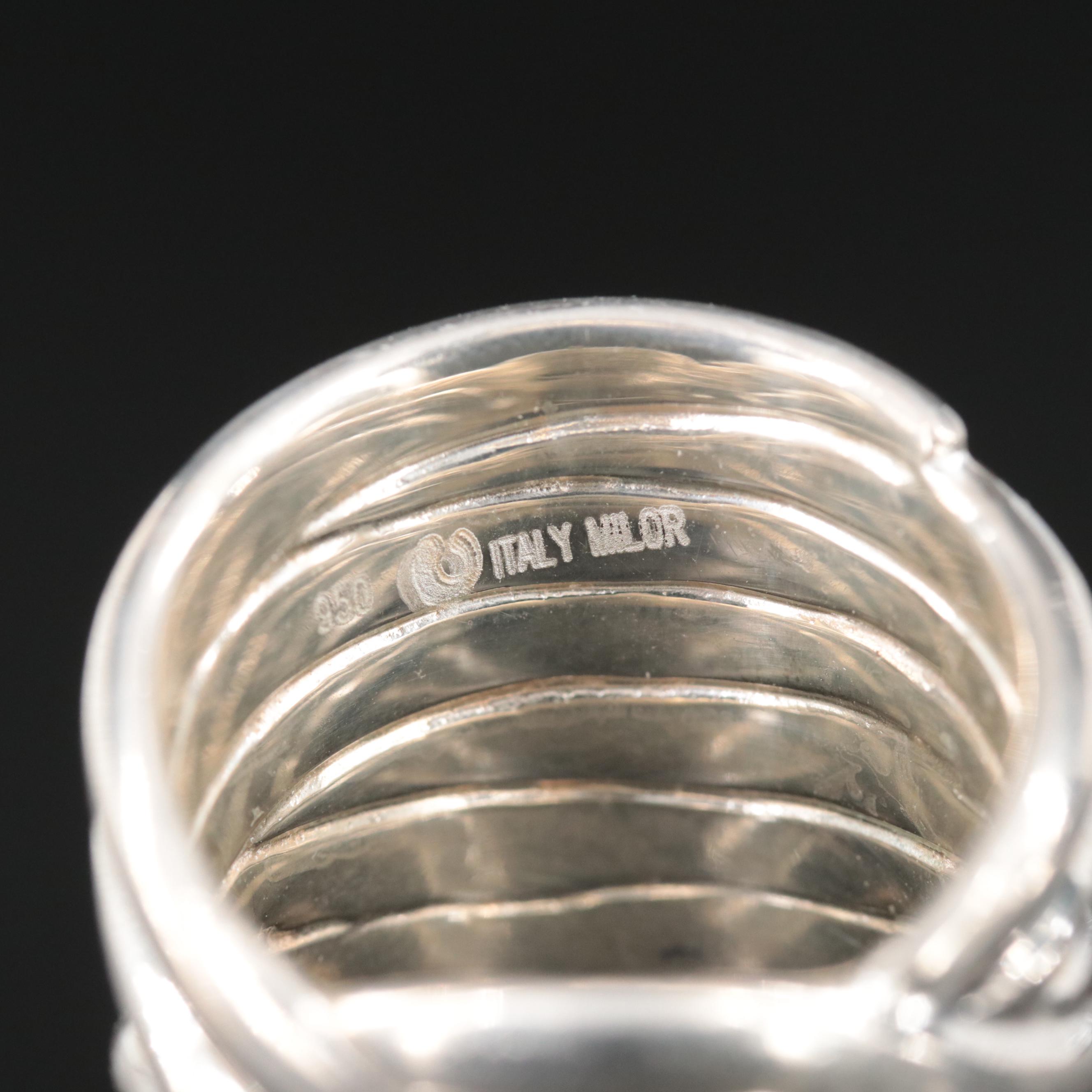 Italian Milor 950 Silver Crossover Ring | EBTH