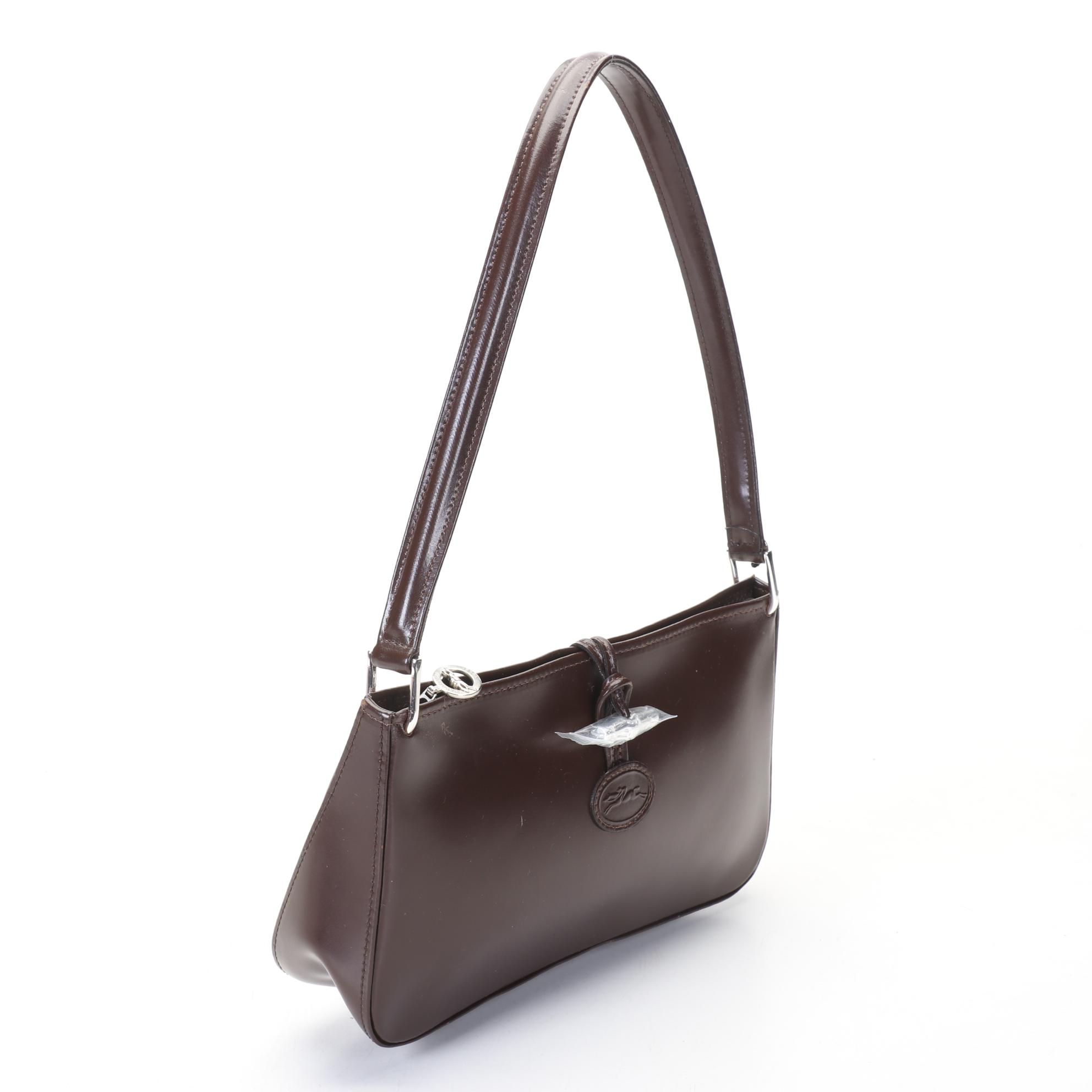 Longchamp Roseau Leather Shoulder Bag in Chocolate Brown With Dust ...