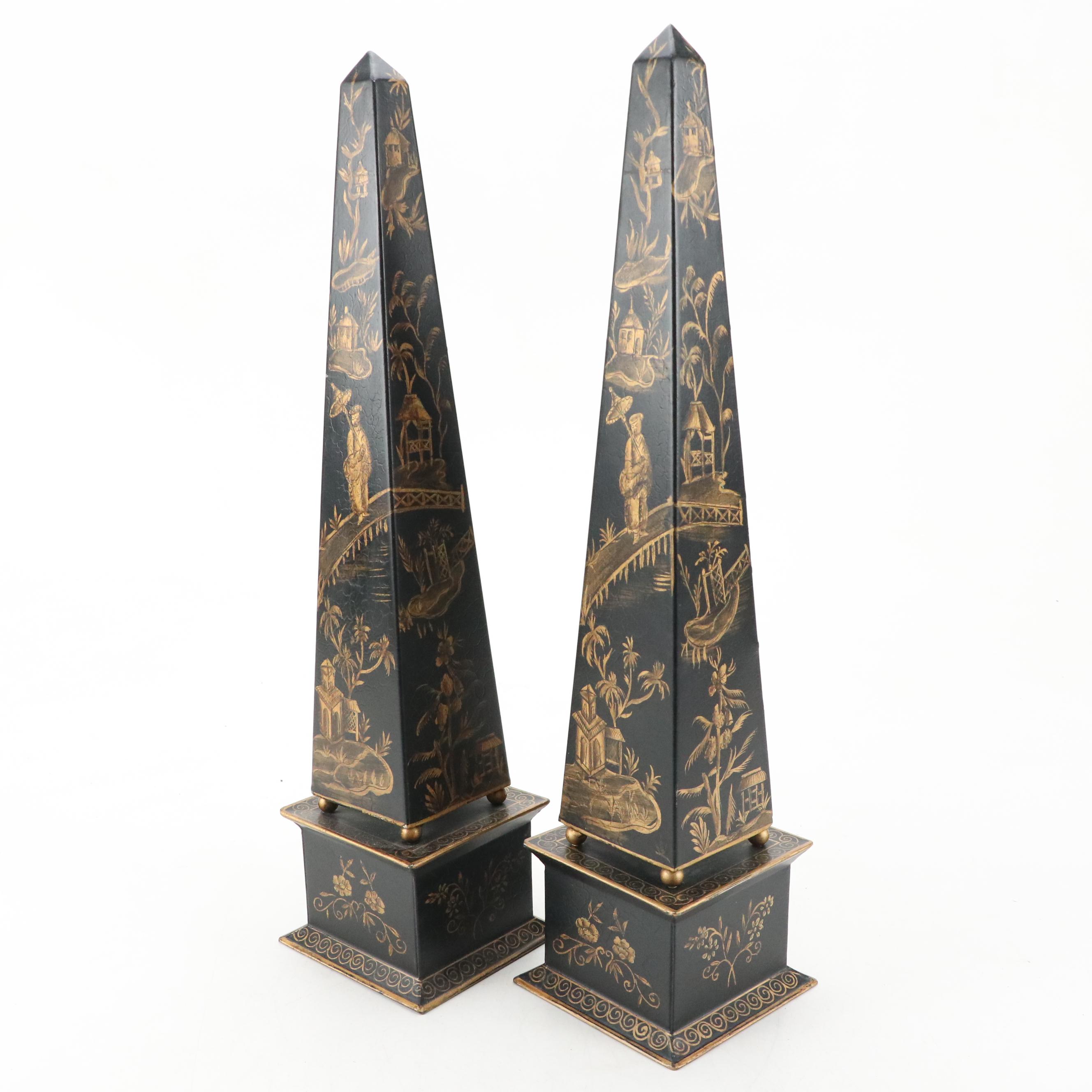 Japanese Ebonized and Gilded Metal Obelisks | EBTH
