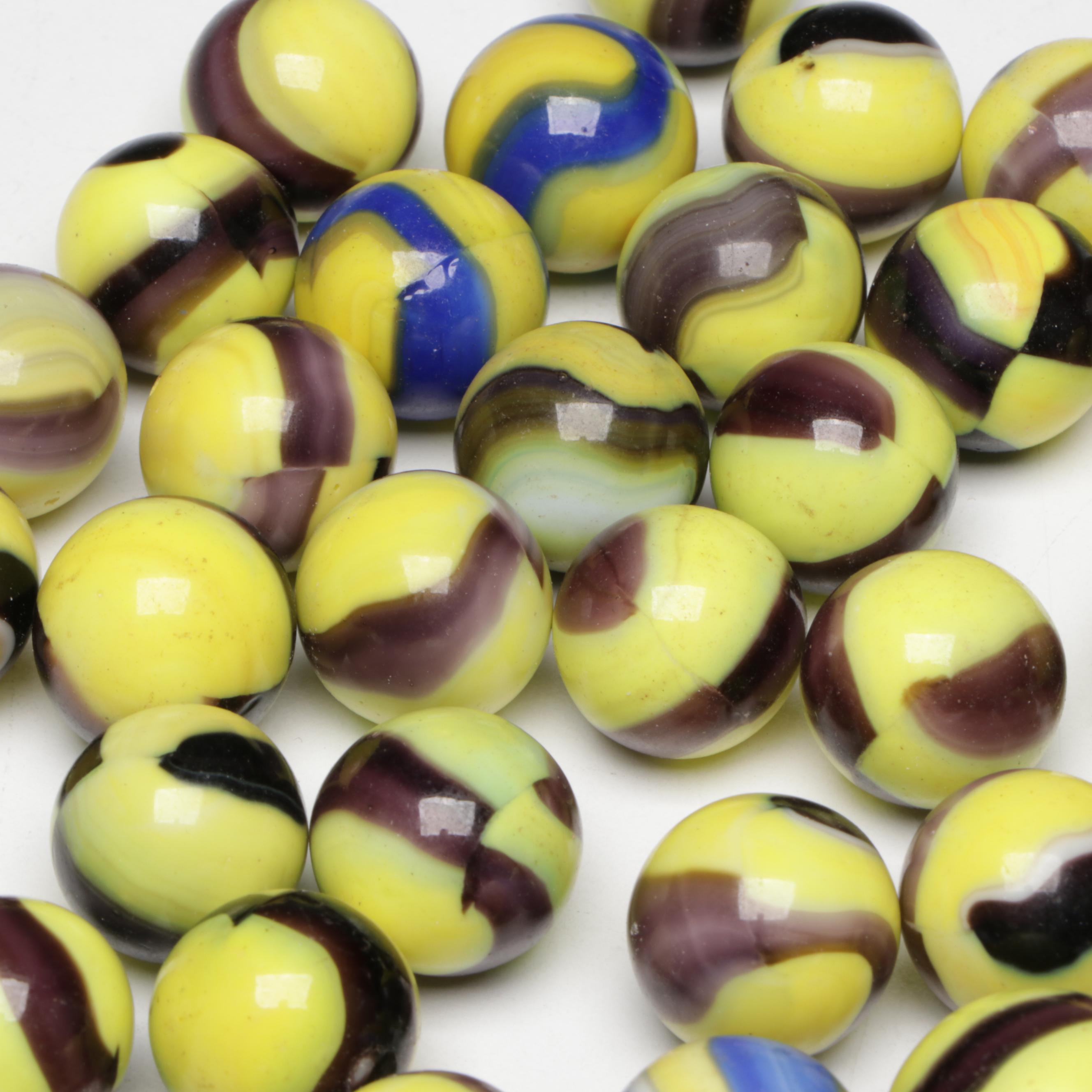 Stained Glass Christmas Tree and Baskets with Swirl Glass Marbles | EBTH