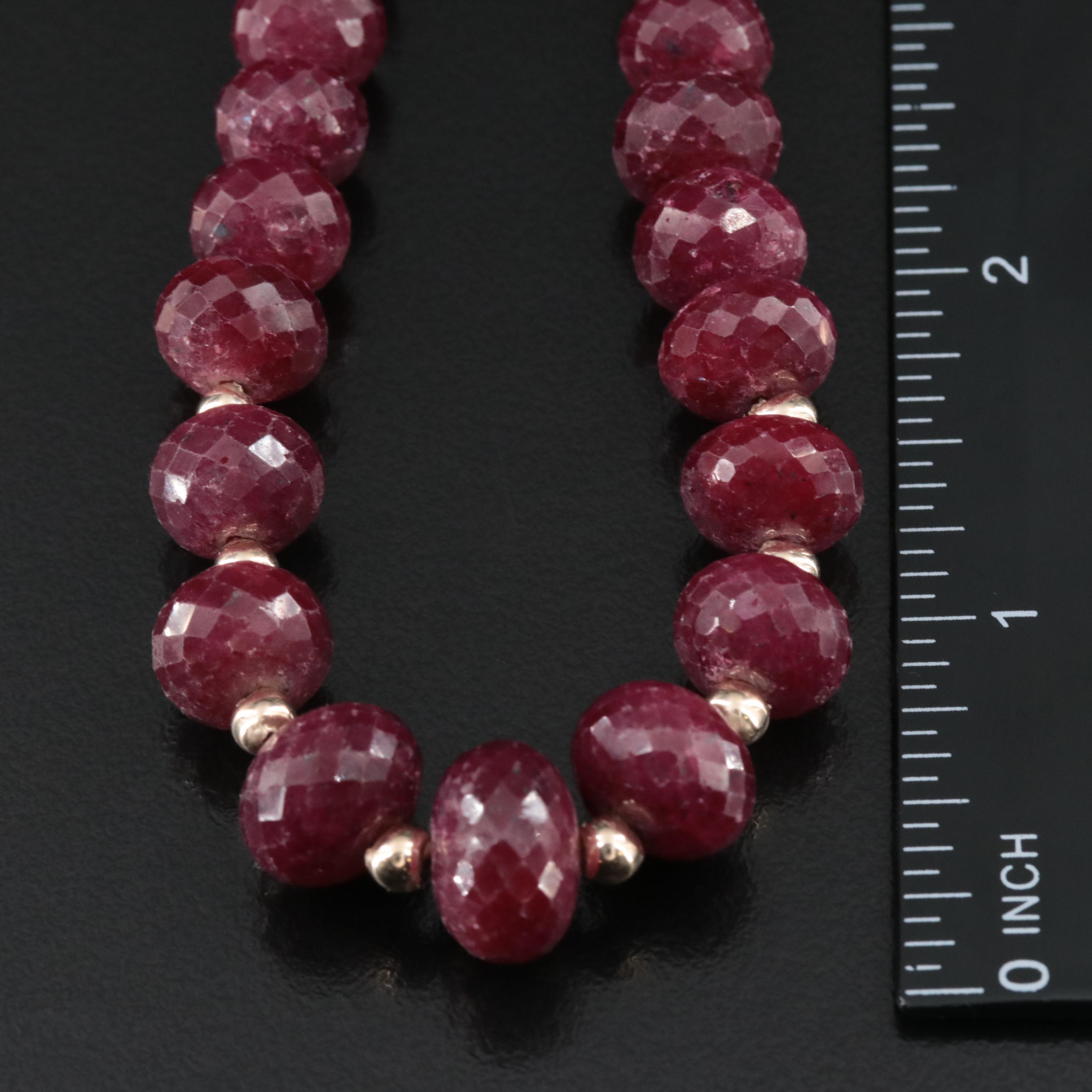 14K Graduated Ruby Bead Necklace | EBTH