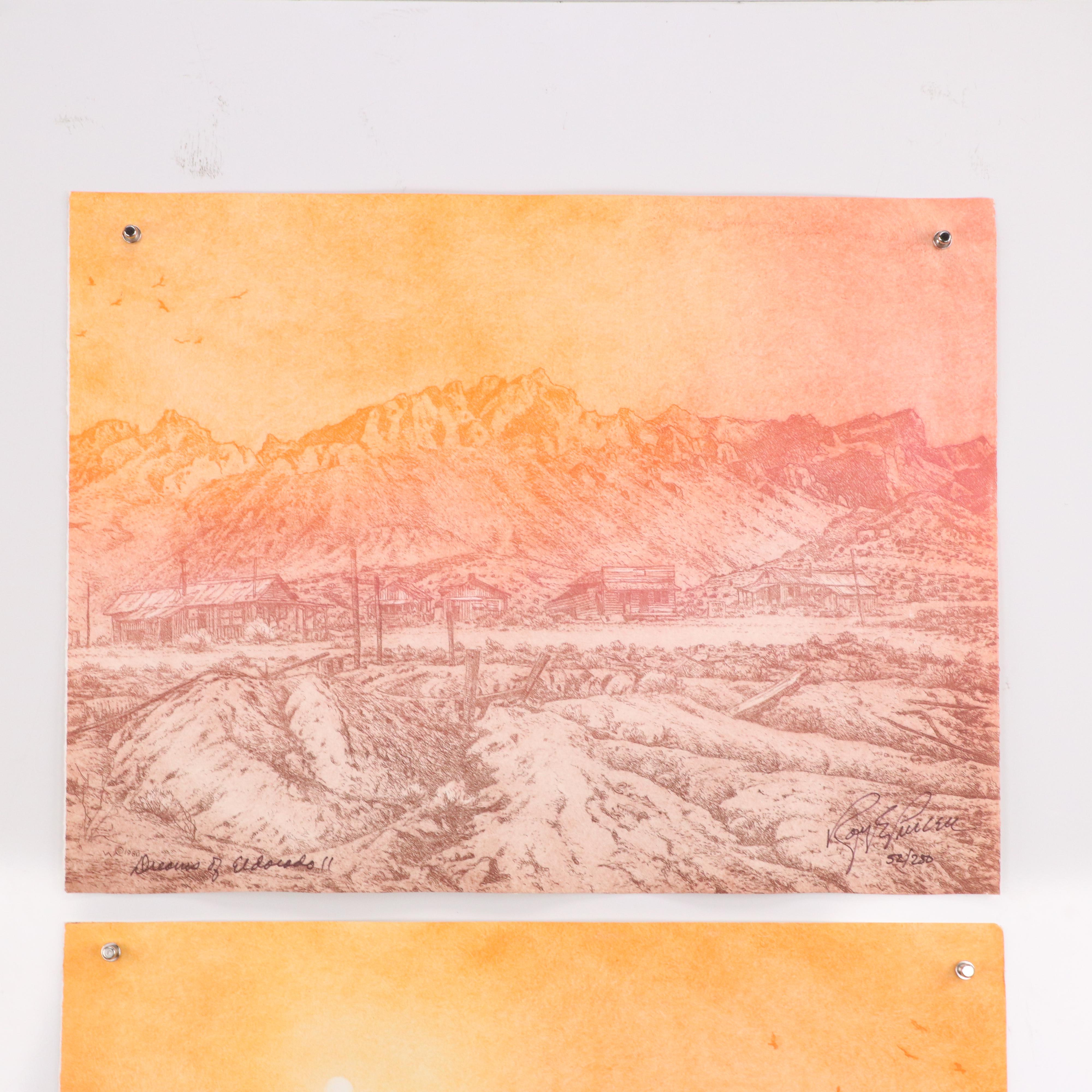 Roy Purcell Diptych Etchings "Dreams of Eldorado I and II," Circa 1980 ...