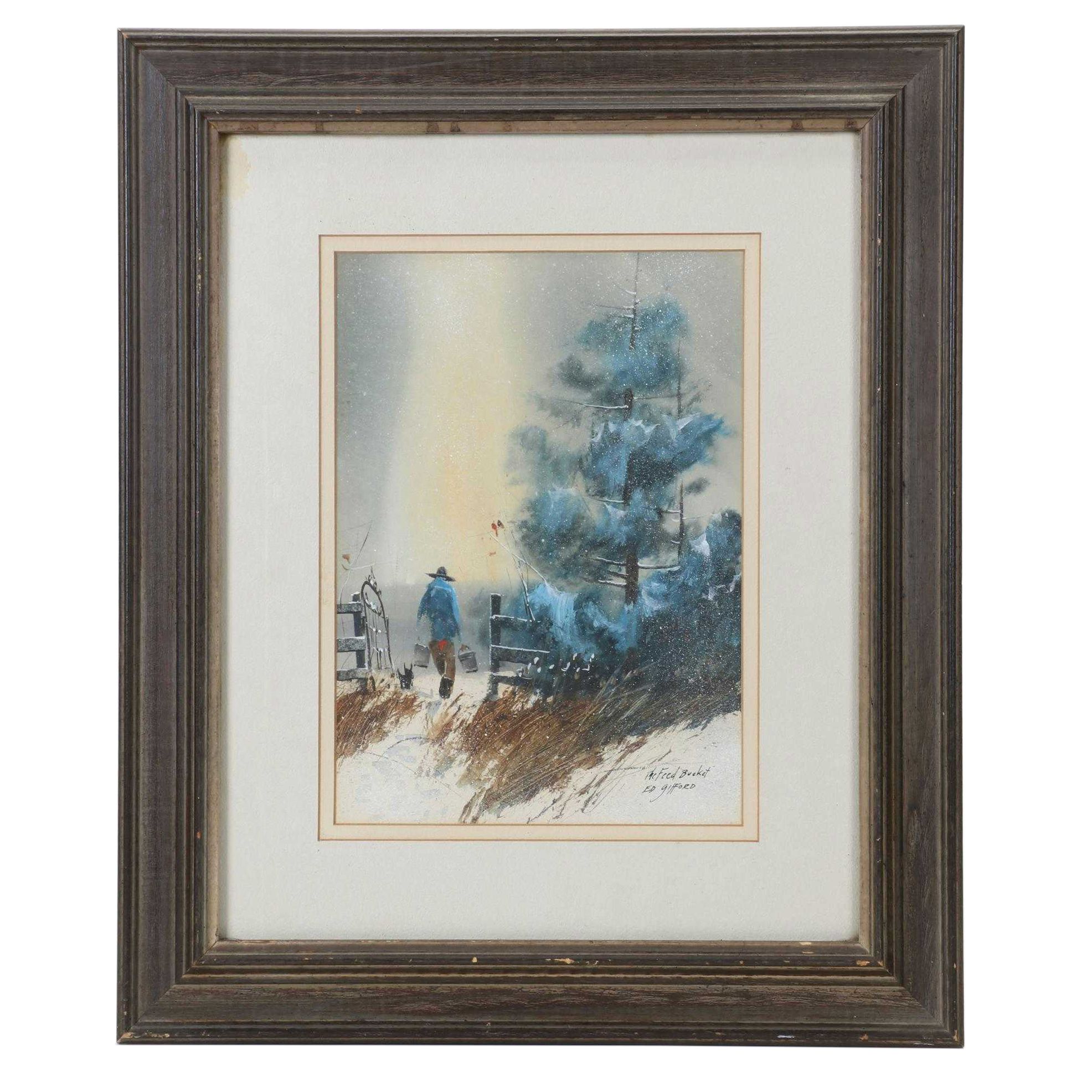 Ed Gifford Watercolor Painting "The Feed Bucket," 20th Century | EBTH