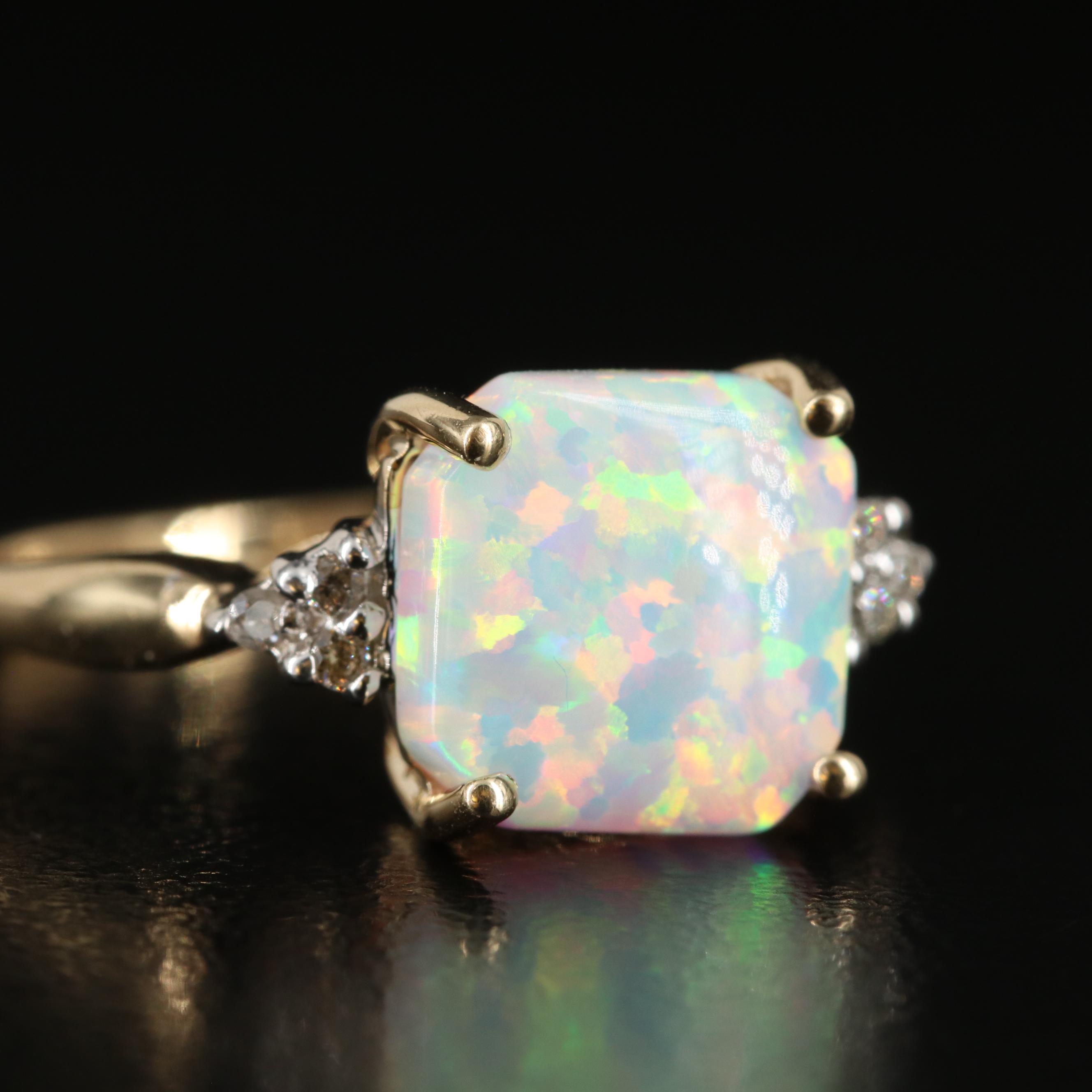 10K Opal and (Origin Undetermined) Diamond Ring | EBTH