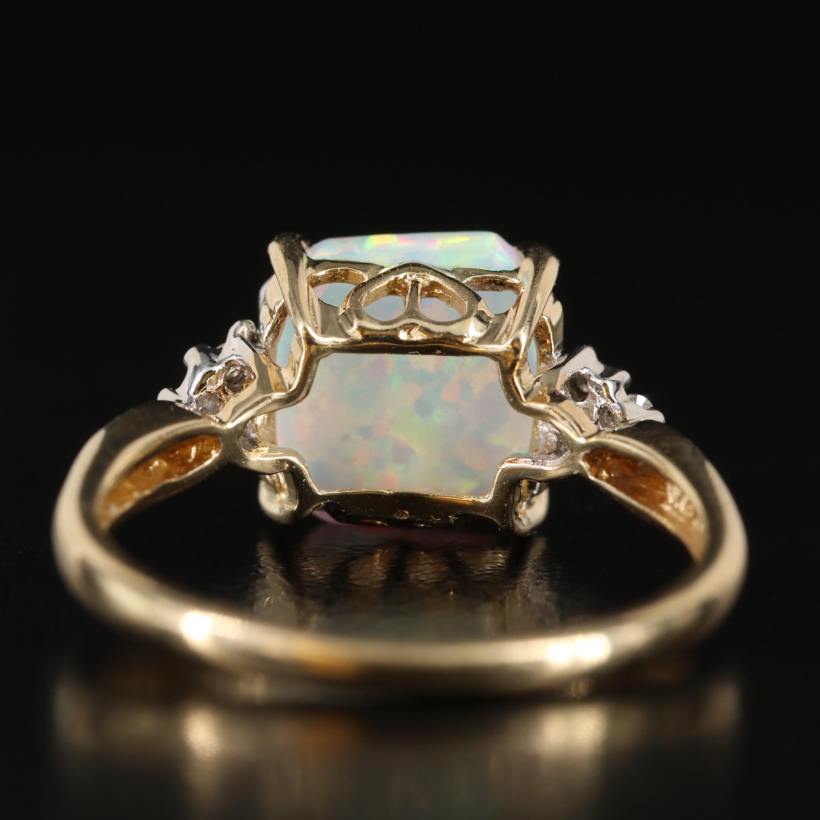 10K Opal and (Origin Undetermined) Diamond Ring | EBTH
