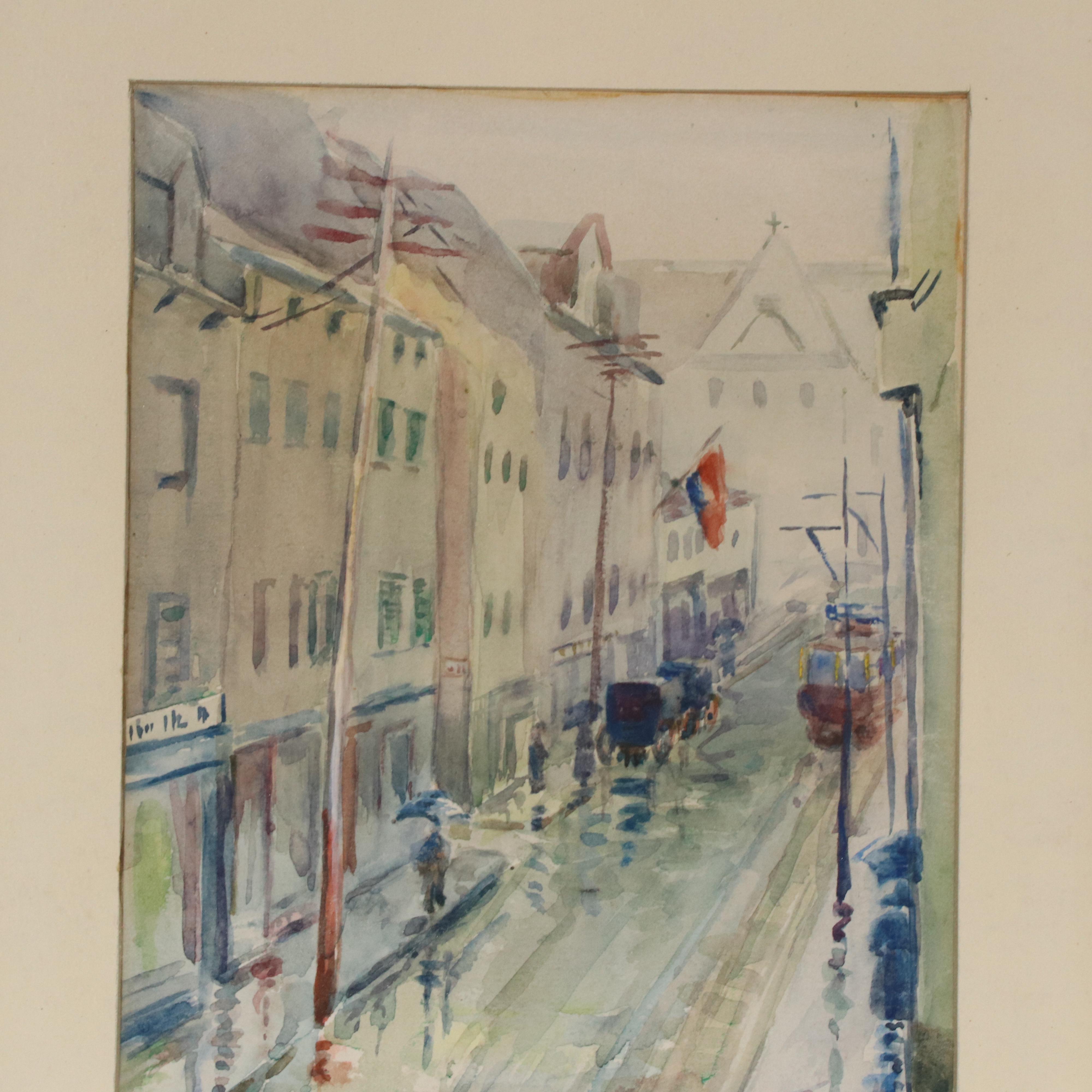 Watercolor Painting of Quebec Street Scene Window View, 1898 | EBTH