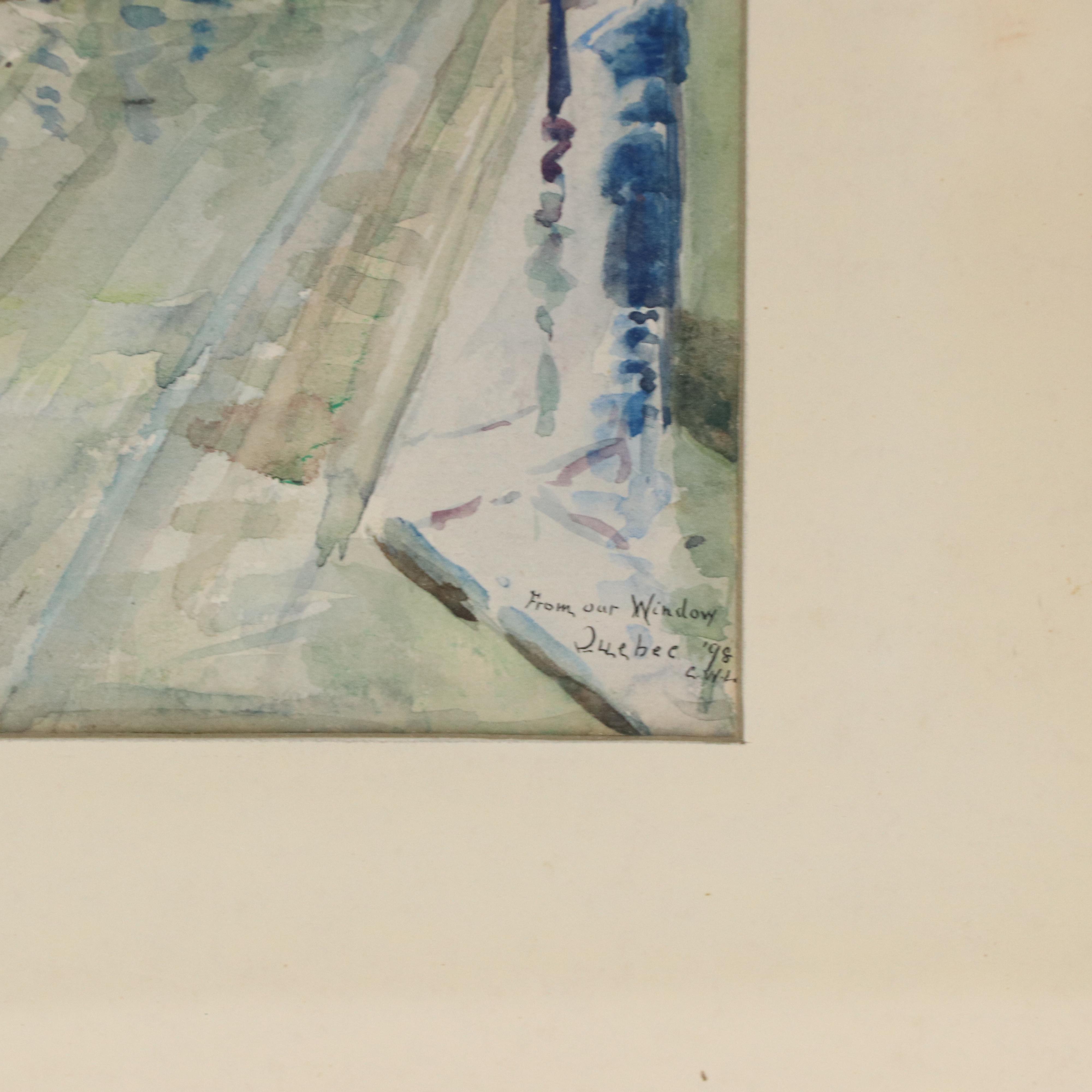 Watercolor Painting of Quebec Street Scene Window View, 1898 | EBTH