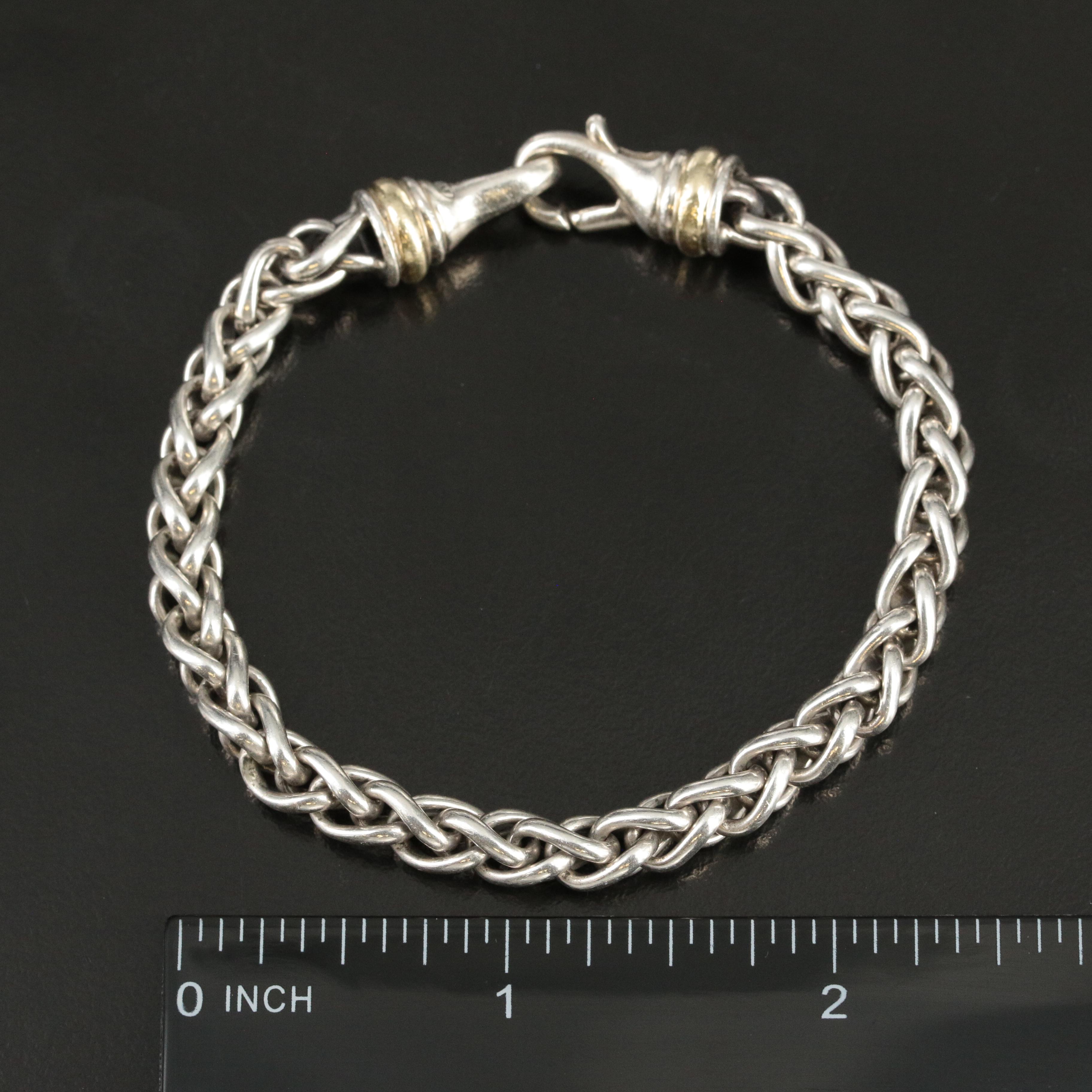 David Yurman Sterling Wheat Chain Bracelet with 14K Accents | EBTH