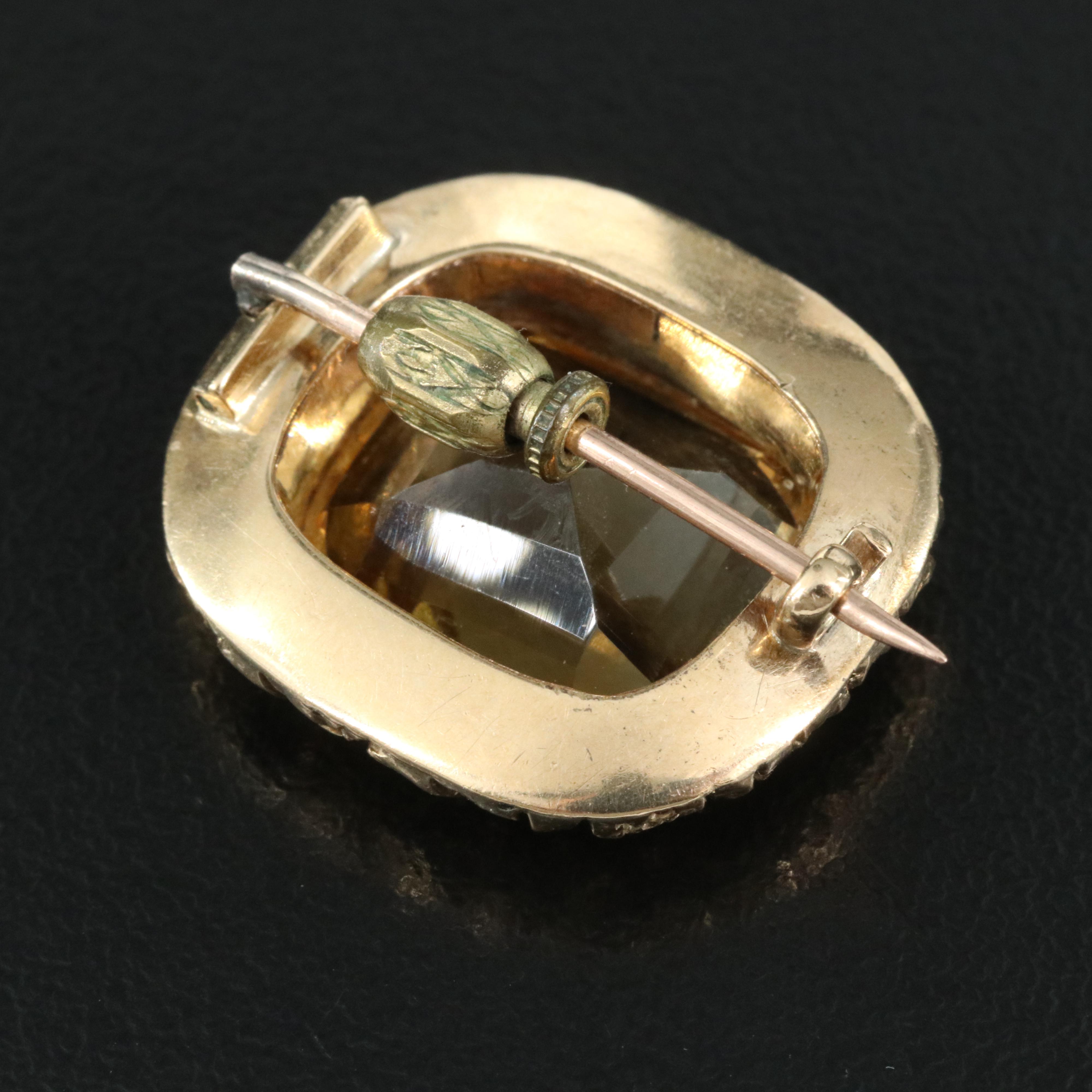 Victorian 14K Citrine Floral Scatter Pin with 10K Closure | EBTH