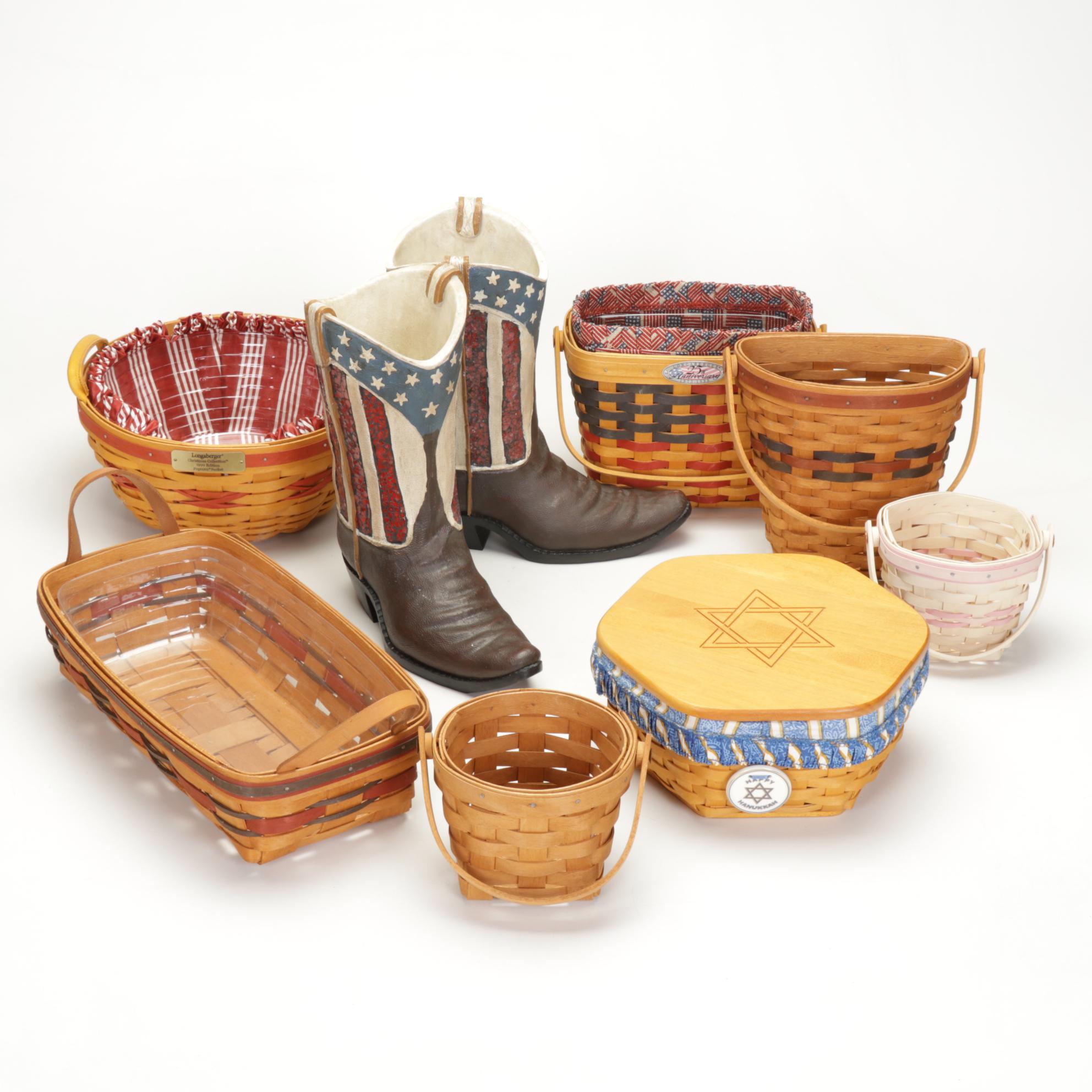 Longaberger Basket Collection With Some Inserts & Liners and Patriotic ...