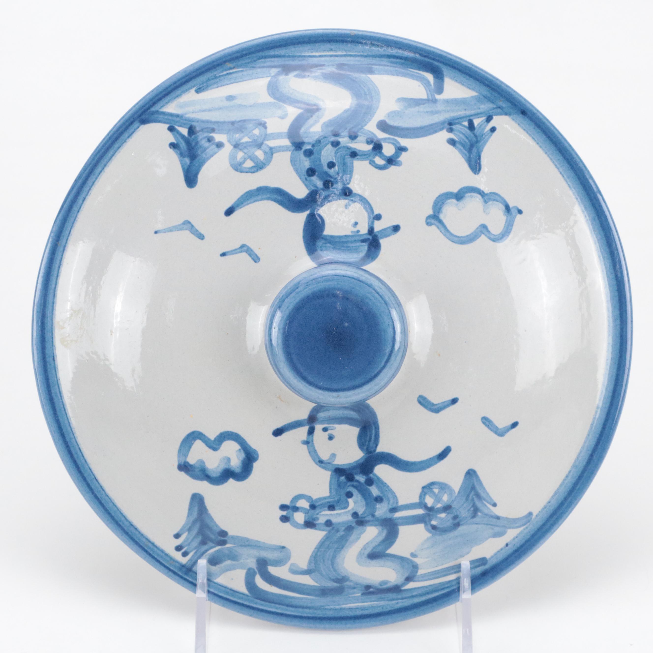 M.A. Hadley Studio Art Pottery "Country Scene" Stoneware Casserole ...