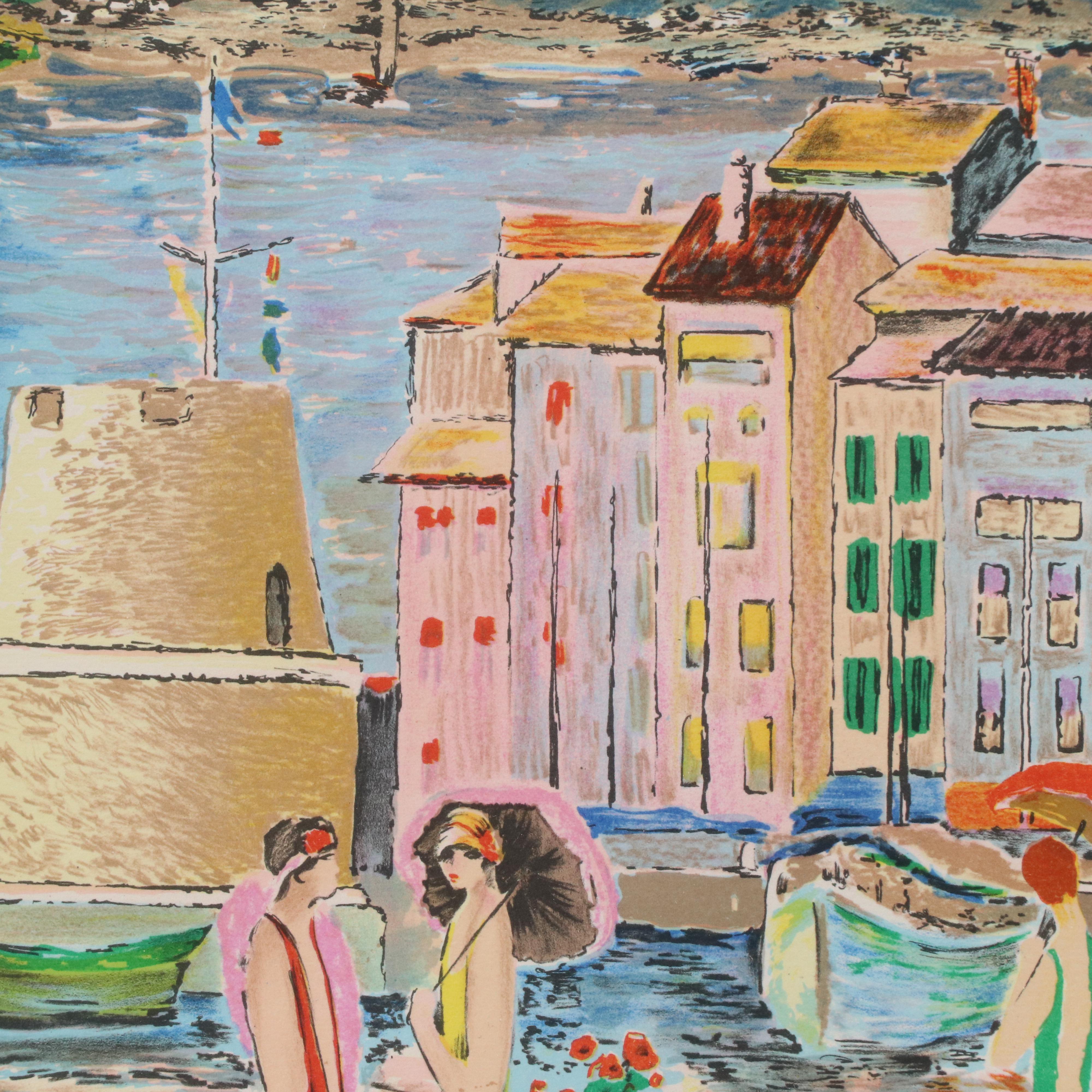 Ramon Dilley Color Lithograph of French Scene | EBTH