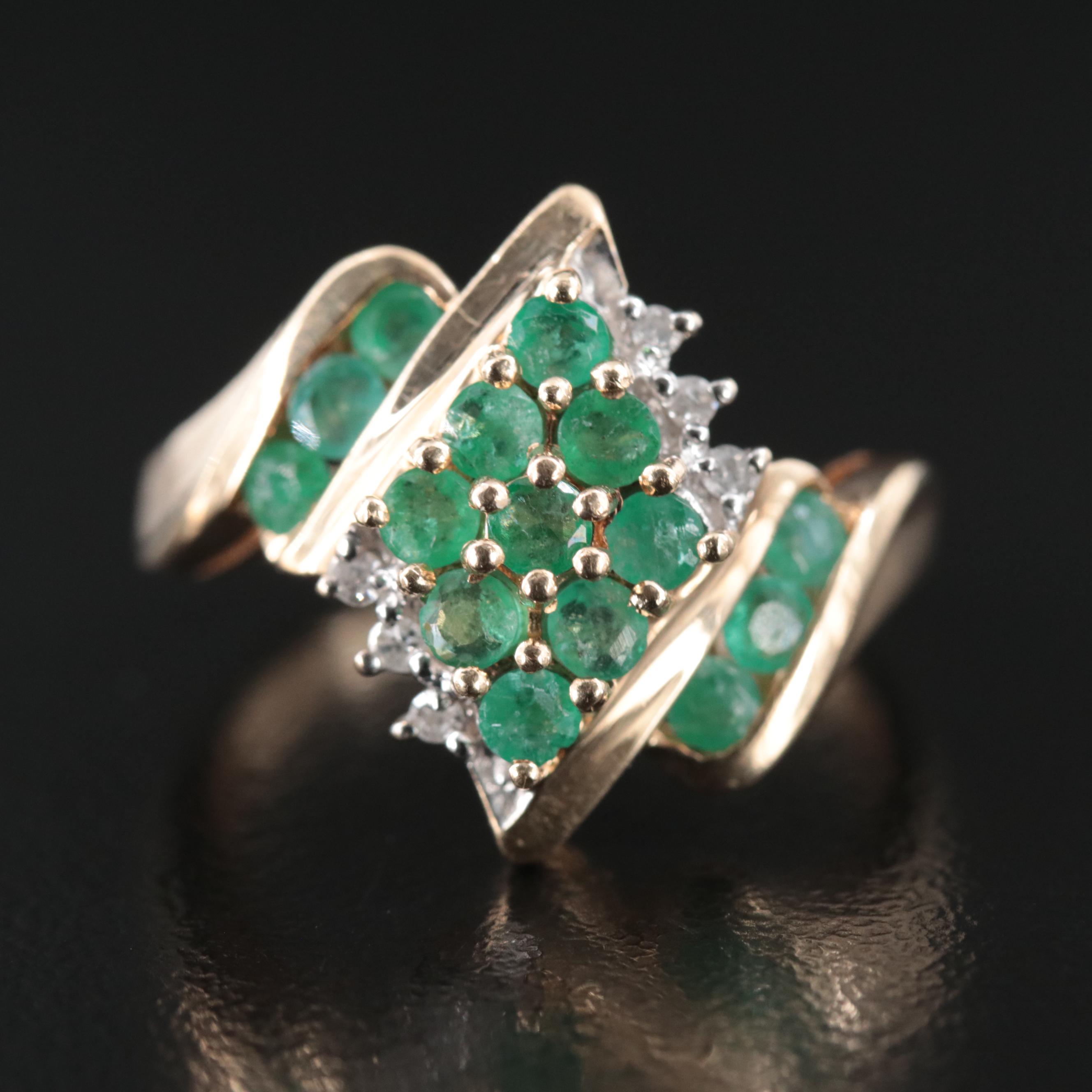 10K Emerald and Diamond Ring | EBTH