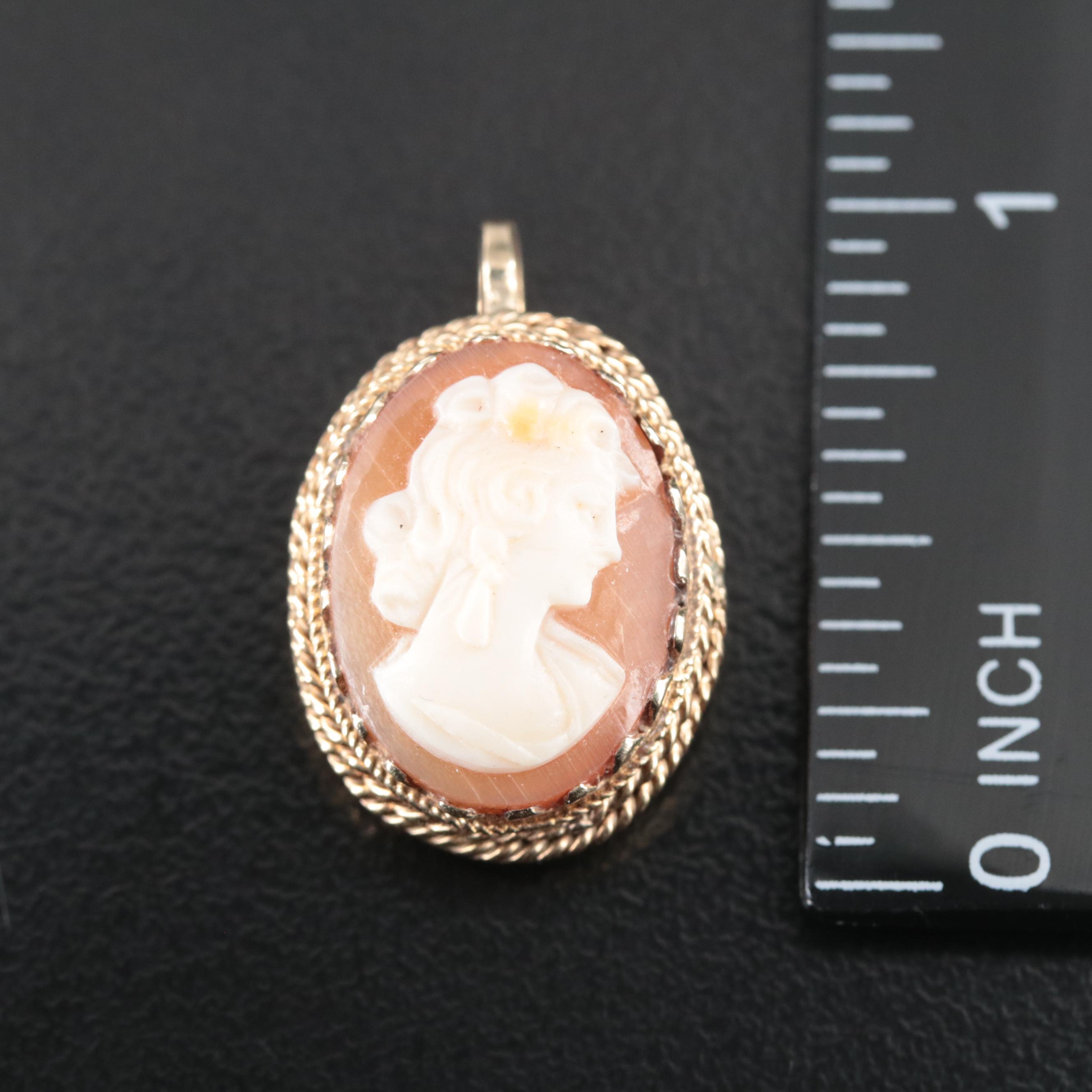 14K Shell Cameo Pendant | EBTH