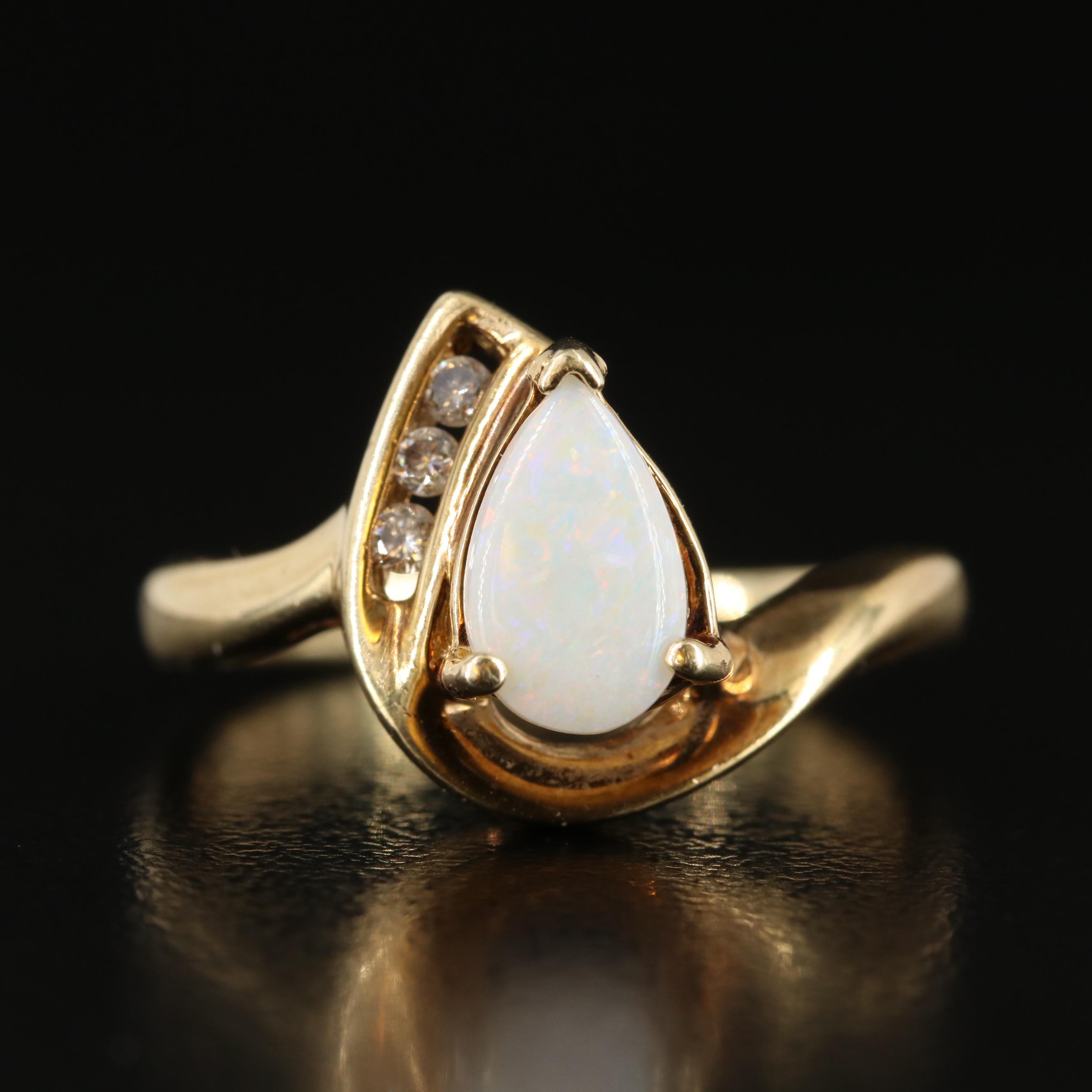 10K Opal and Diamond Ring | EBTH