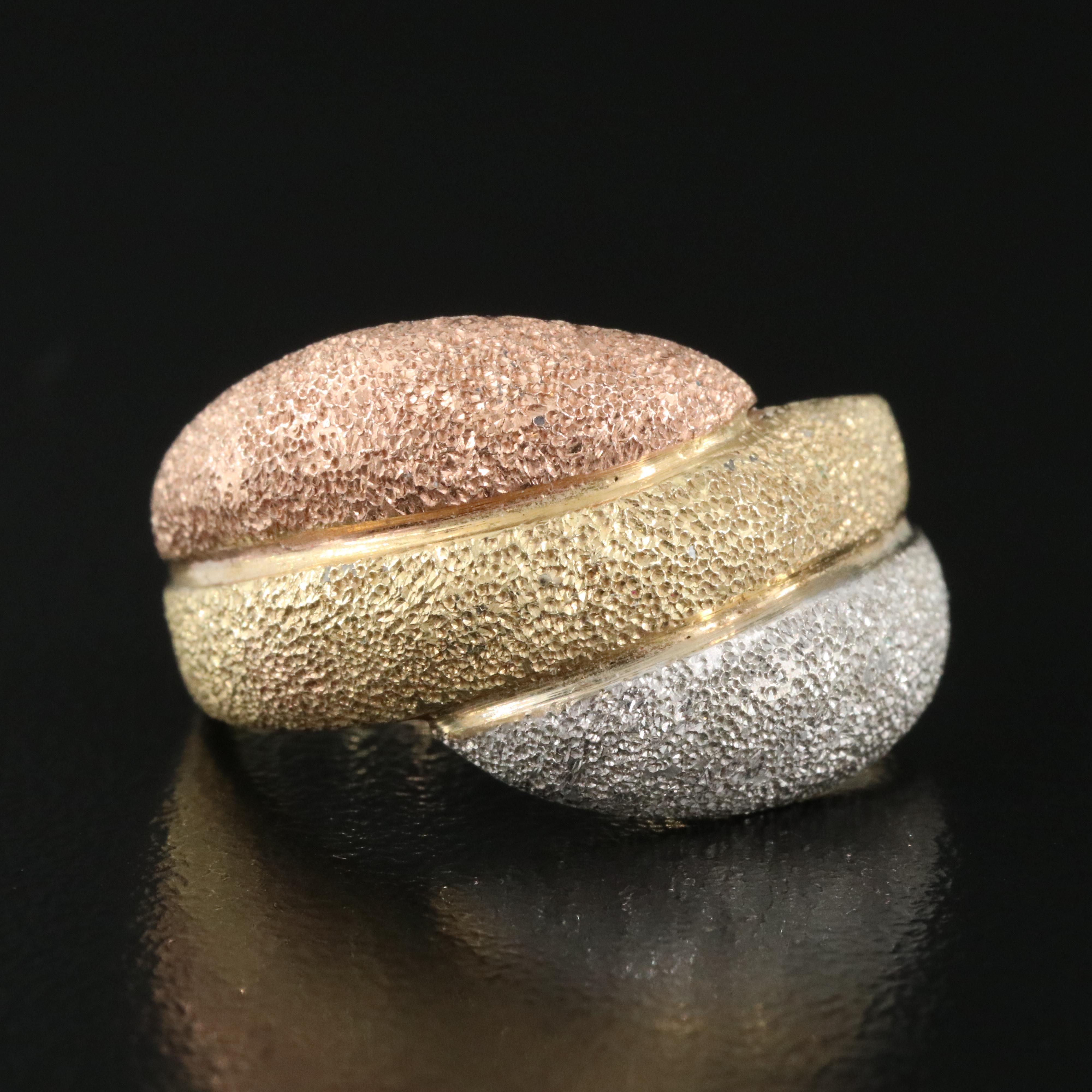 Italian Milor 14K Tri-Gold Ring with Textured Finish | EBTH