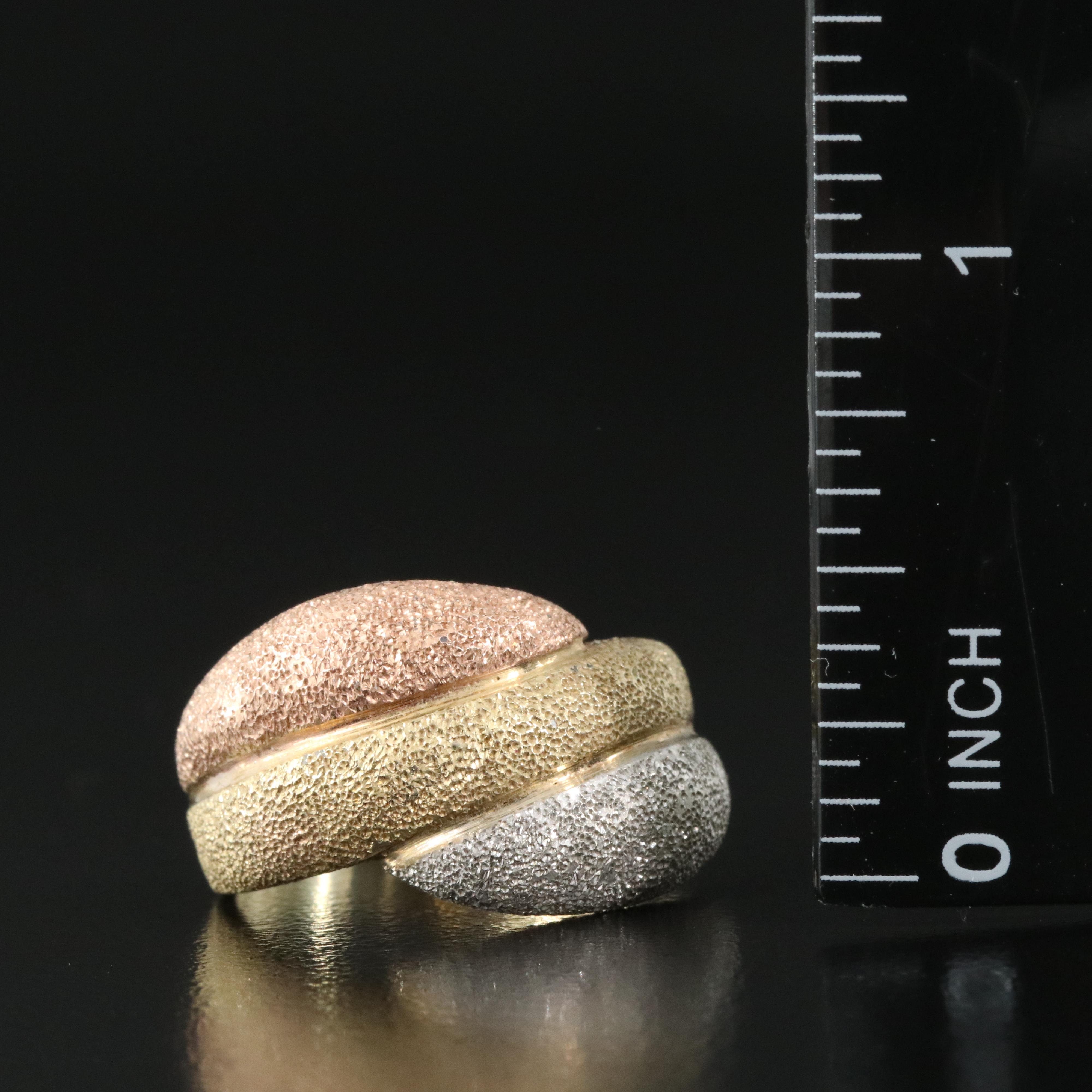 Italian Milor 14K Tri-Gold Ring with Textured Finish | EBTH