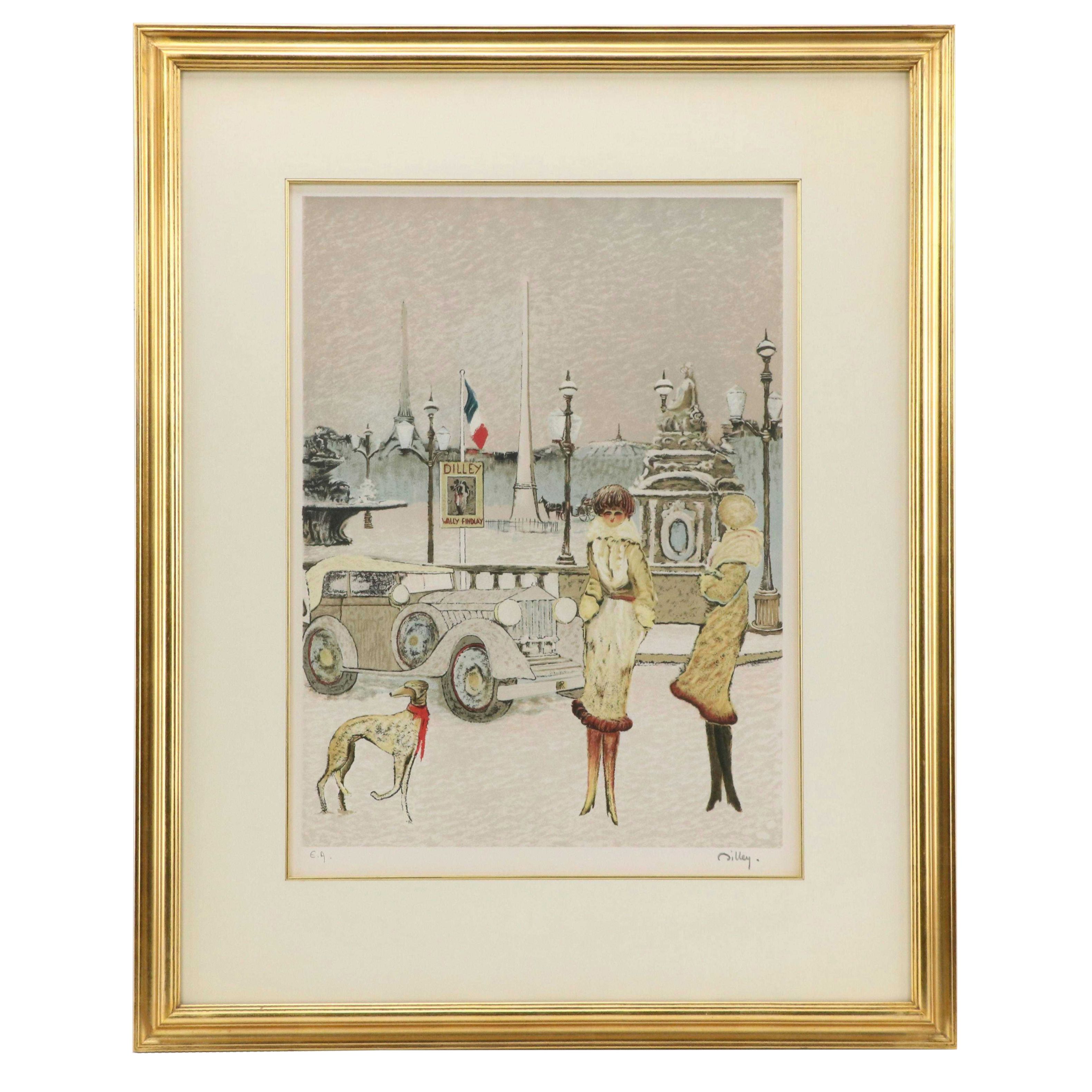 Ramon Dilley Color Lithograph of French Scene | EBTH