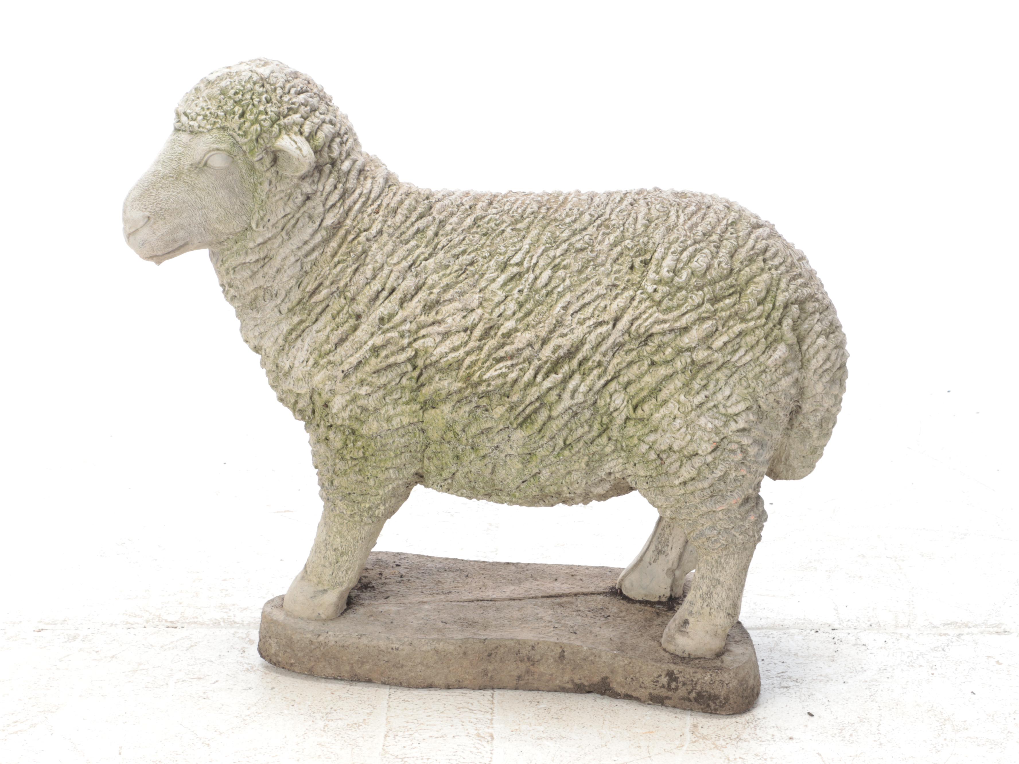 Concrete Sheep Garden Statue | EBTH