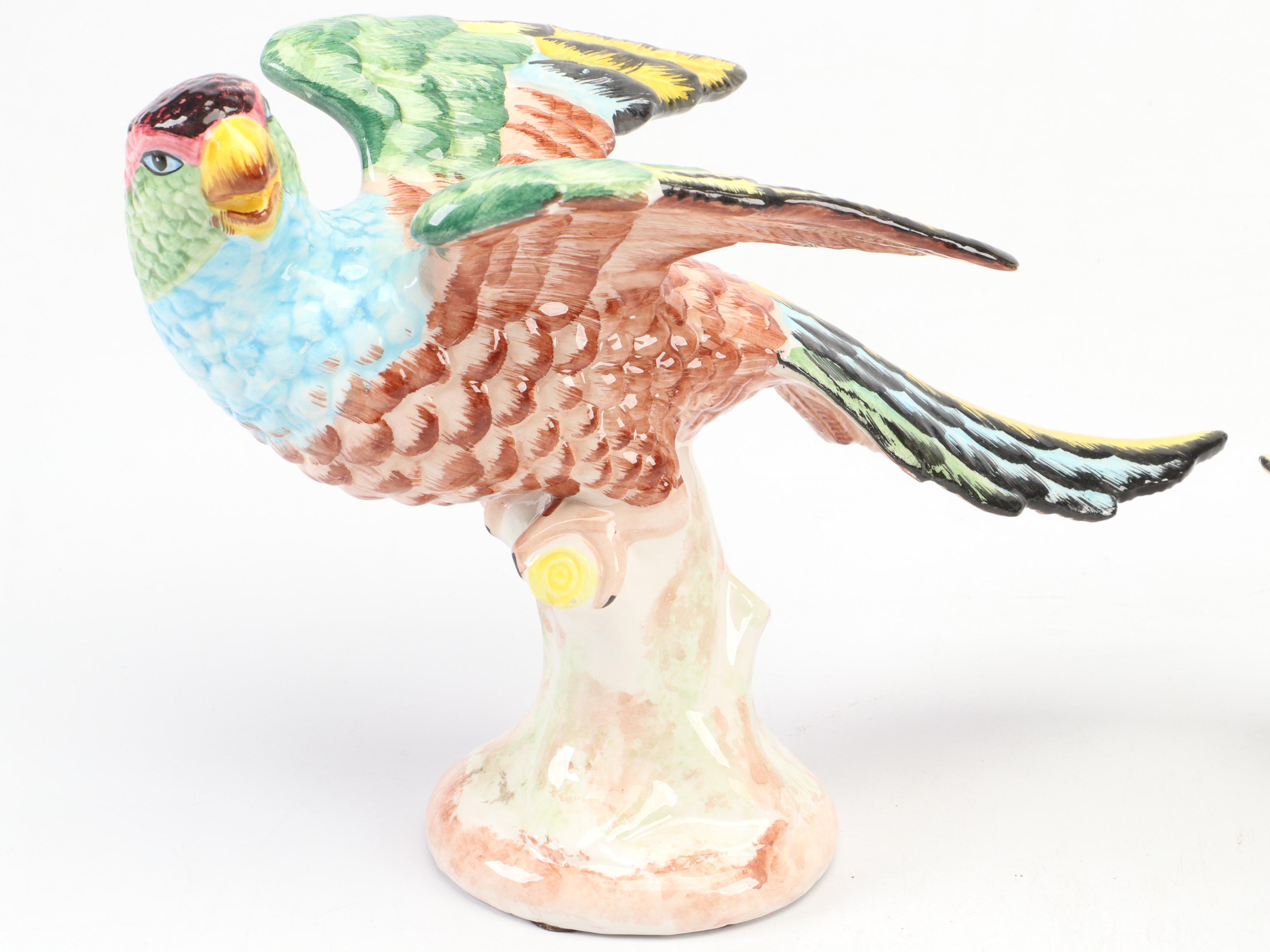 Mottahedeh Italian Majolica Bird Figurines | EBTH