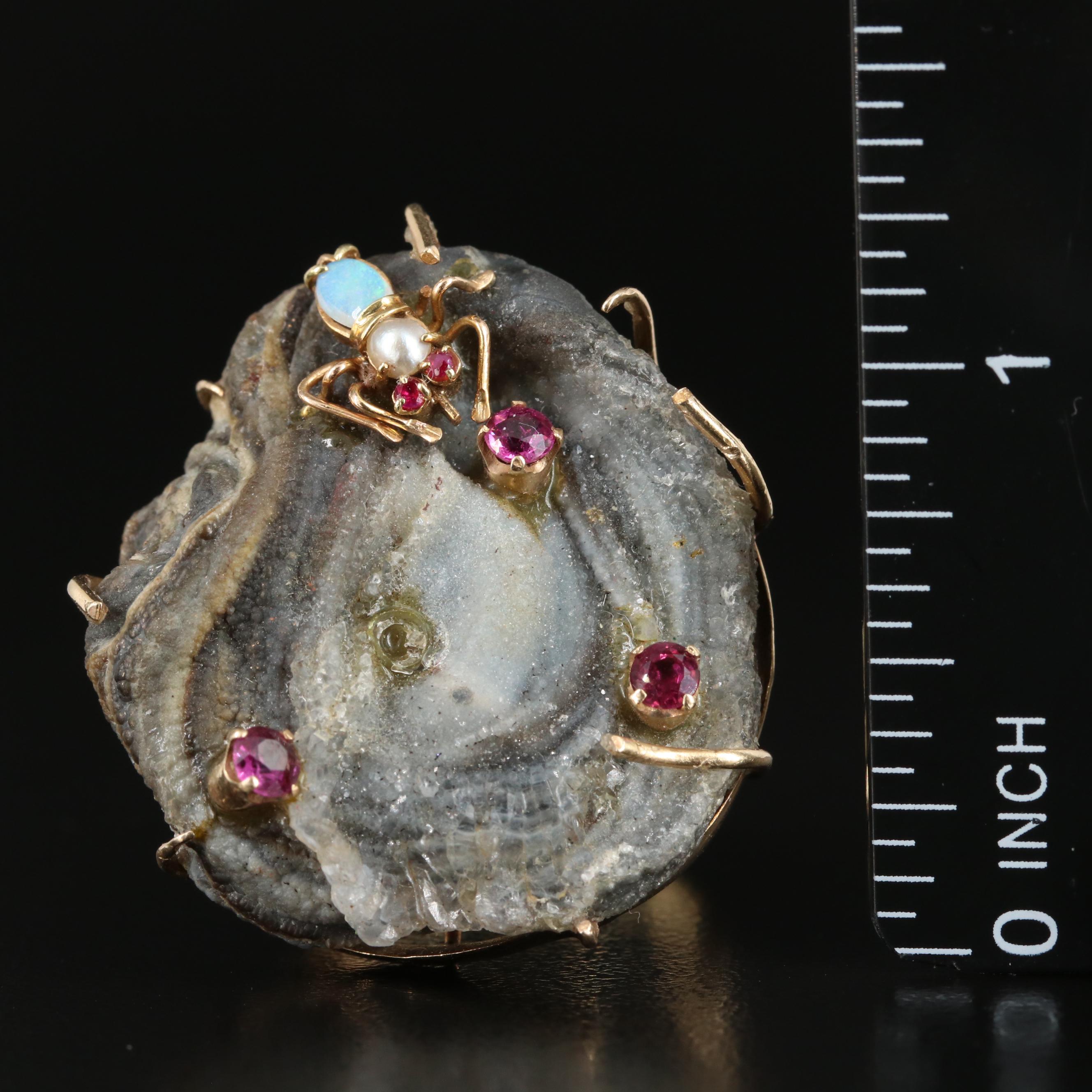 14K Druzy , Ruby and Opal Ring | EBTH