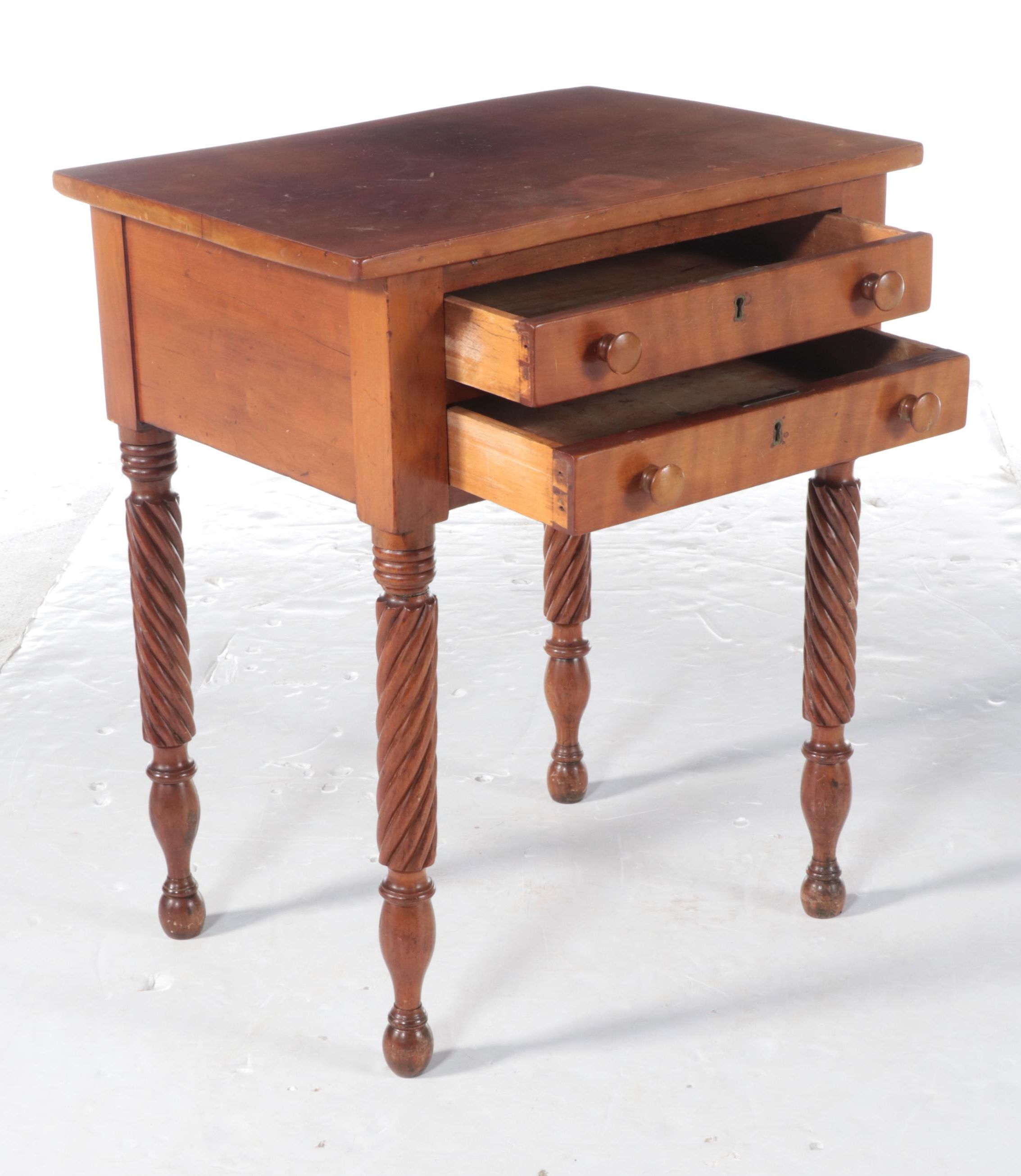 American Classical Cherrywood Two-Drawer Work Table, circa 1840 | EBTH