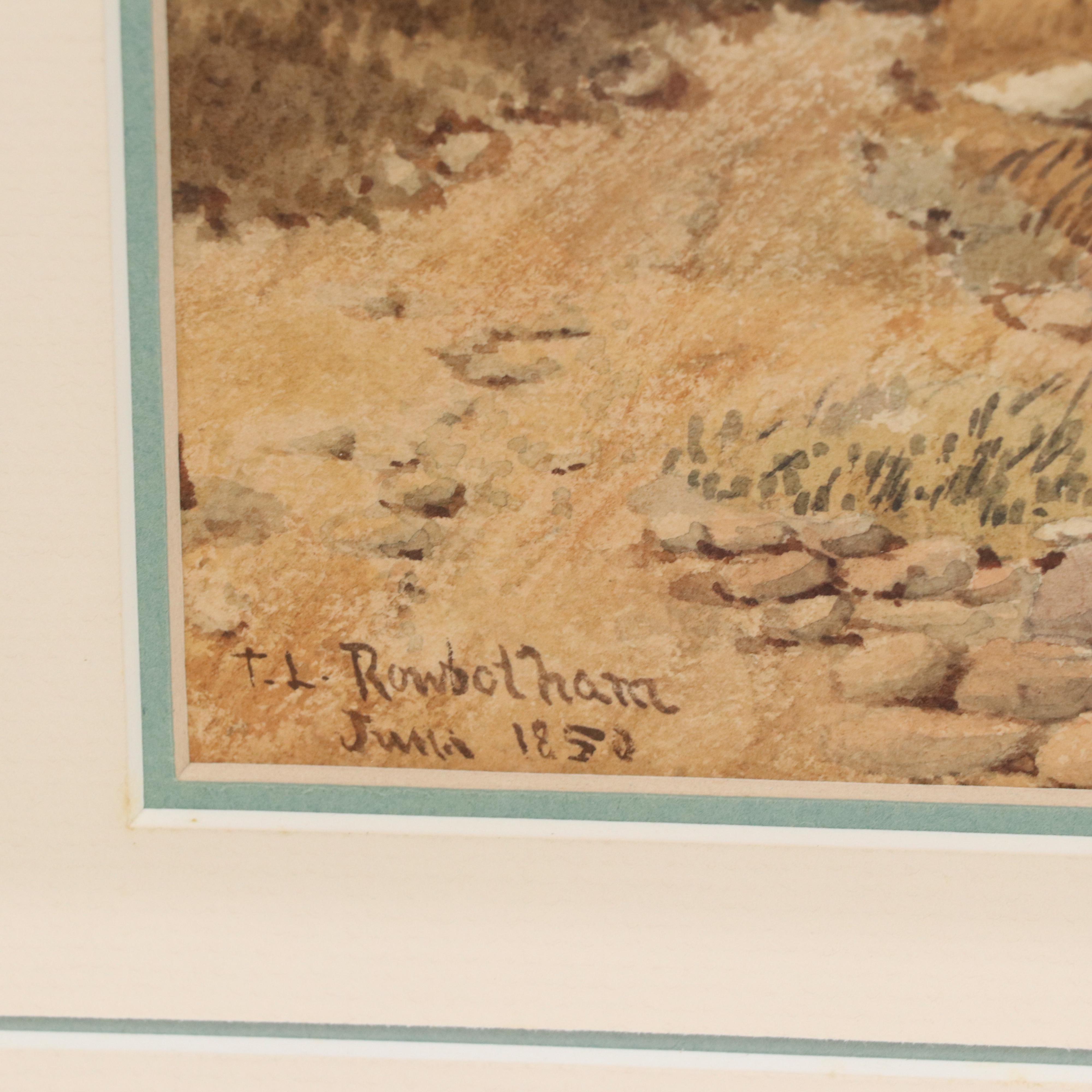 Thomas Rowbotham Watercolor Painting of Pastoral Landscape with Figures ...