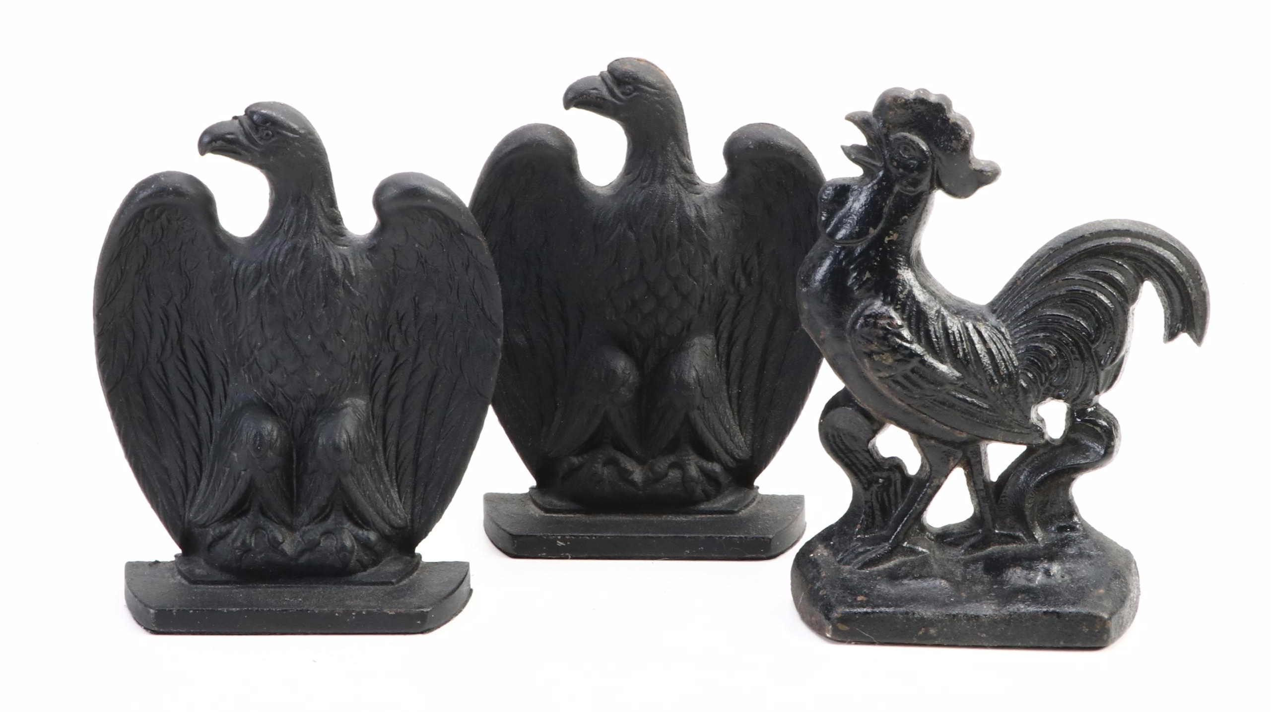 Cast Iron Boot Scraper, Eagle Bookends, Rooster Doorstop with Metal ...