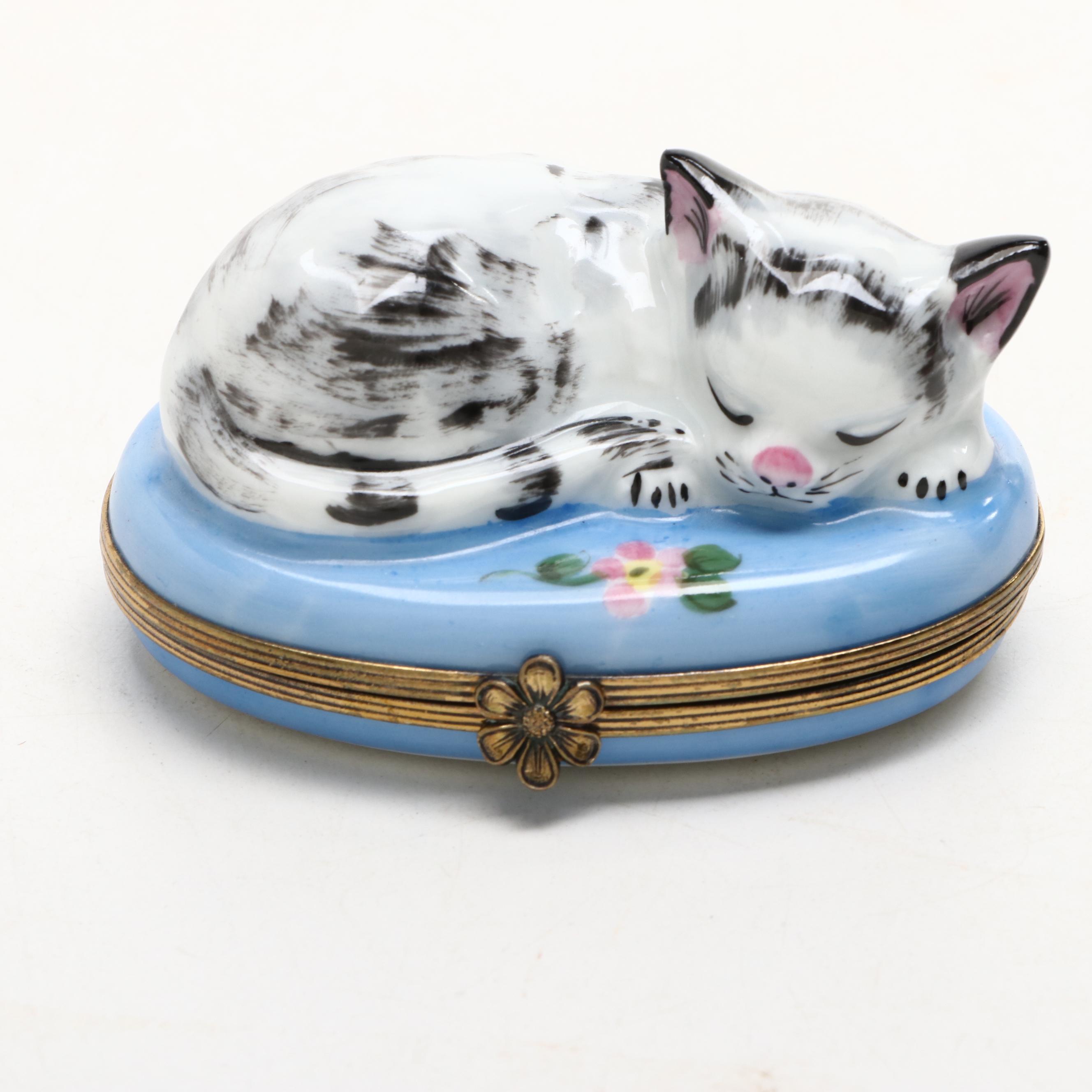 Chamart and Other Hand-Painted Porcelain Cat Limoges Boxes | EBTH