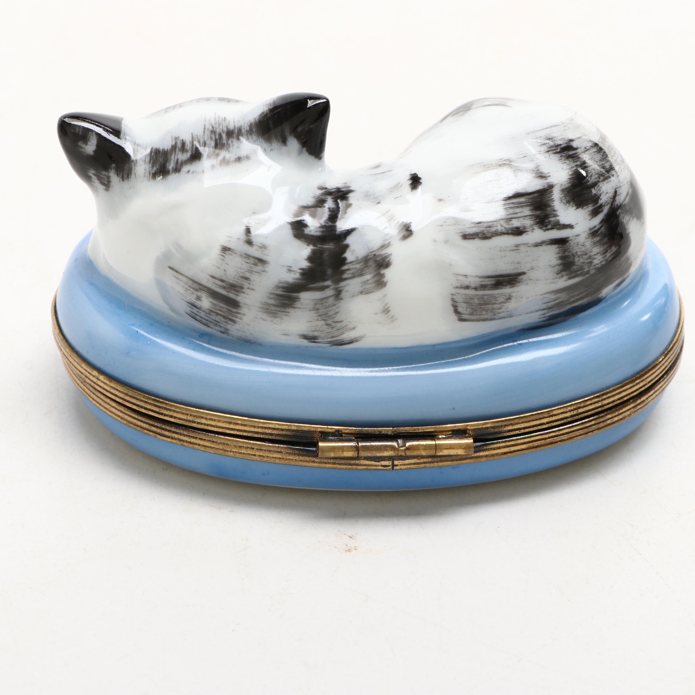 Chamart and Other Hand-Painted Porcelain Cat Limoges Boxes | EBTH