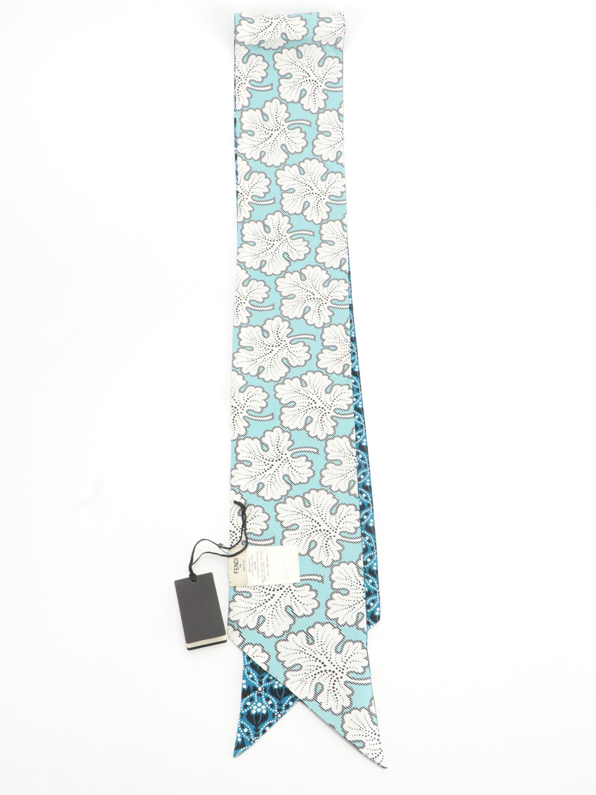 Fendi Wrappy Scarf in Double-Side Patterned Silk Twill with Bead Detail ...