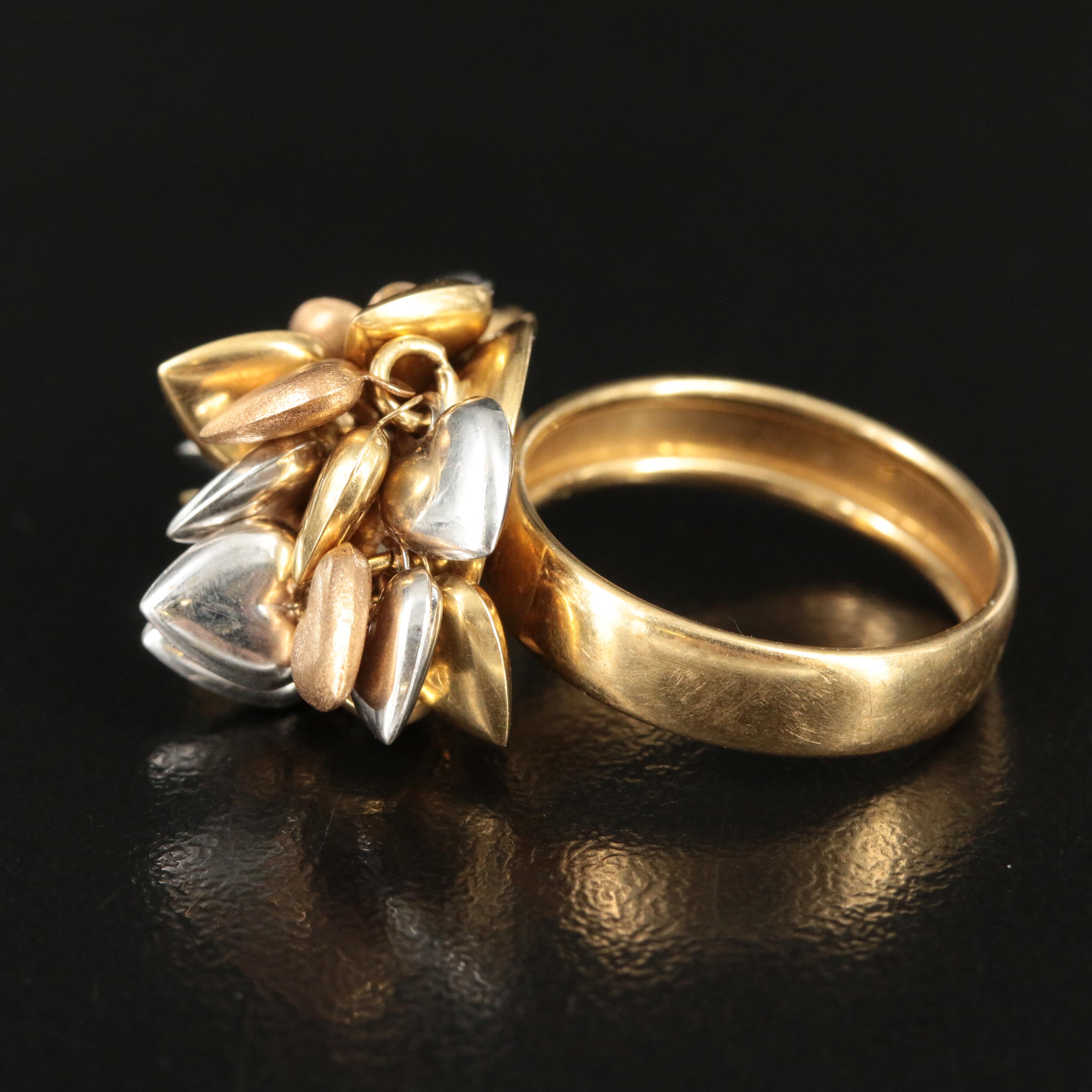 Italian Milor 18K Tri-Color Heart Pom Pom Ring | EBTH