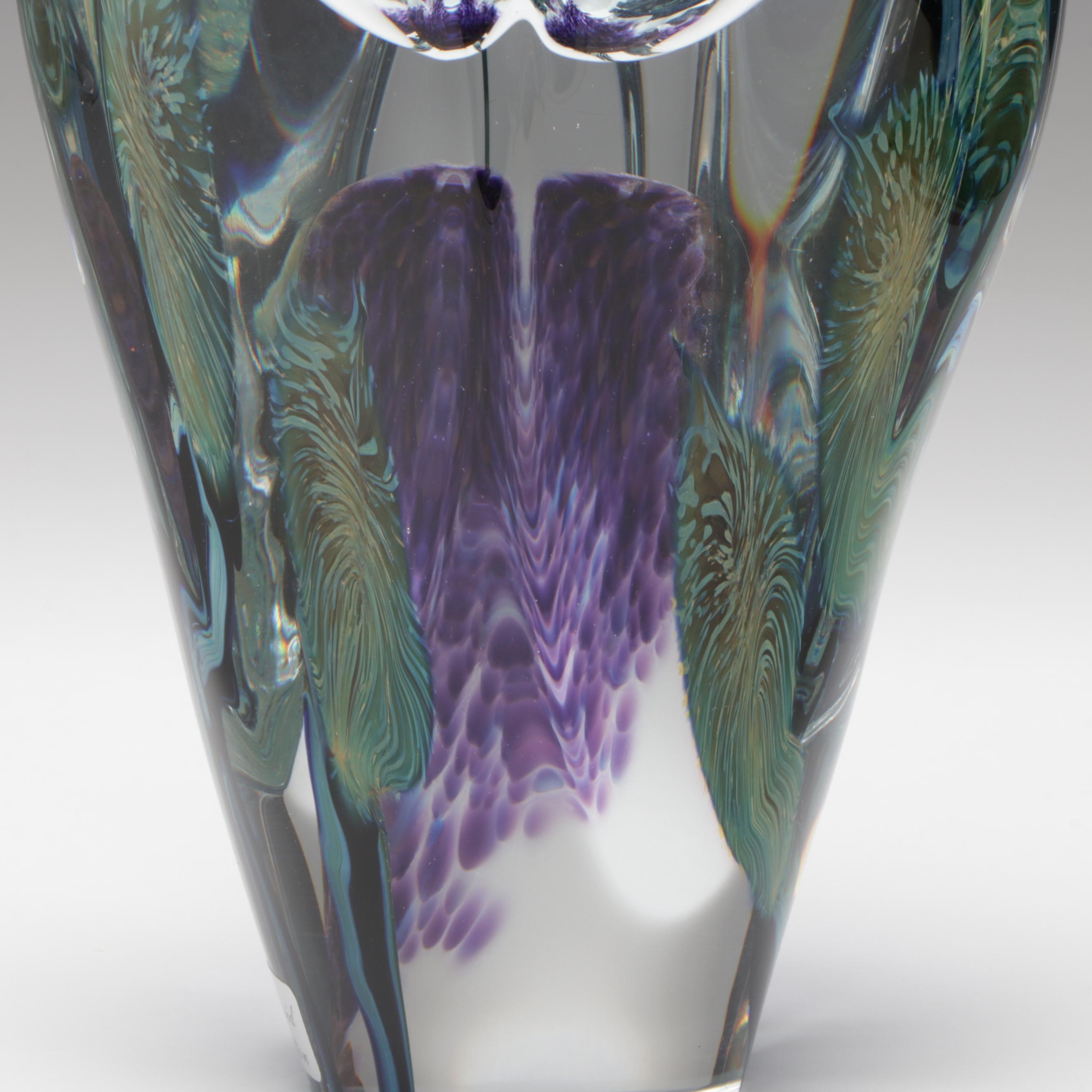 David Lotton Handblown Floral Studio Art Glass Vase, 2001 | EBTH