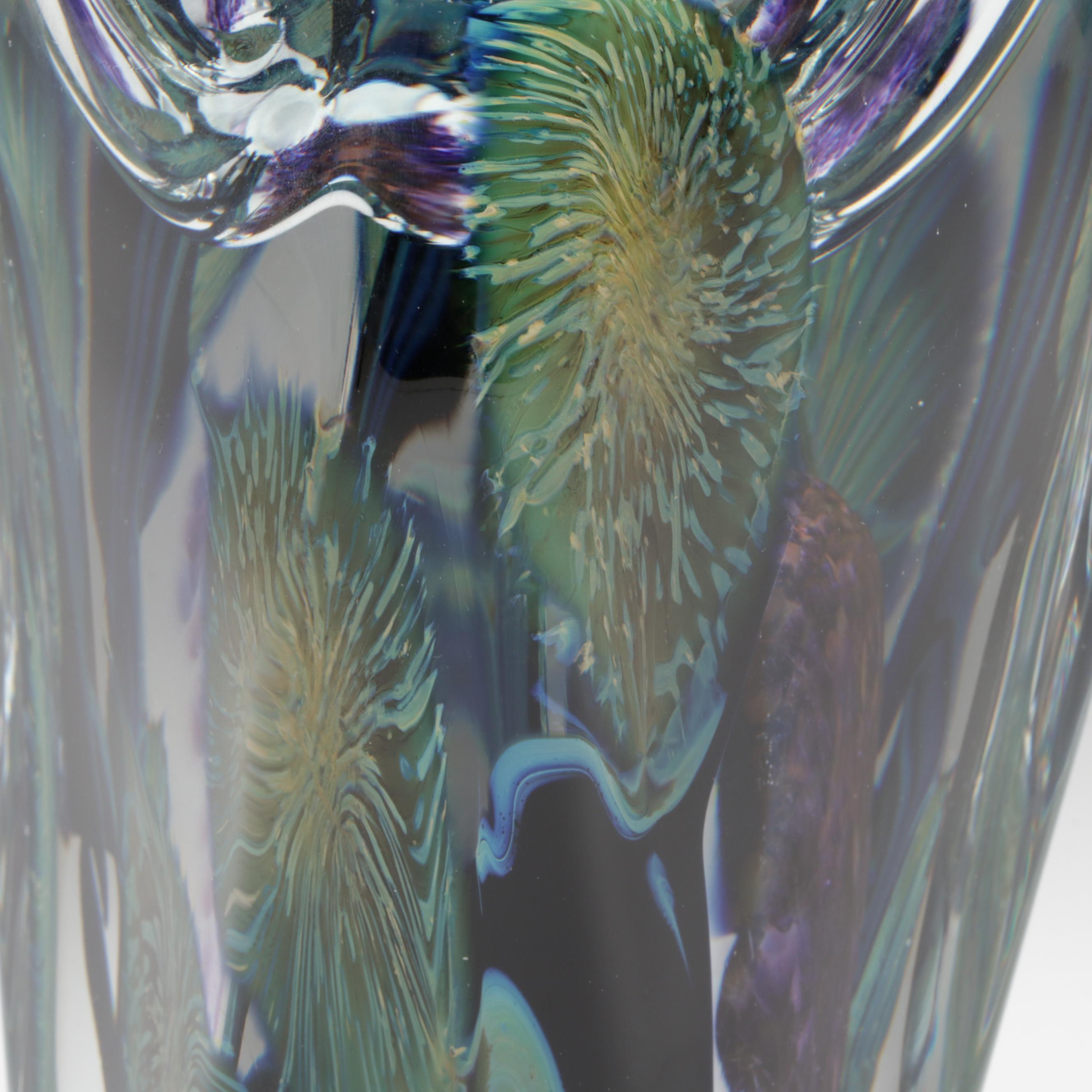 David Lotton Handblown Floral Studio Art Glass Vase, 2001 | EBTH