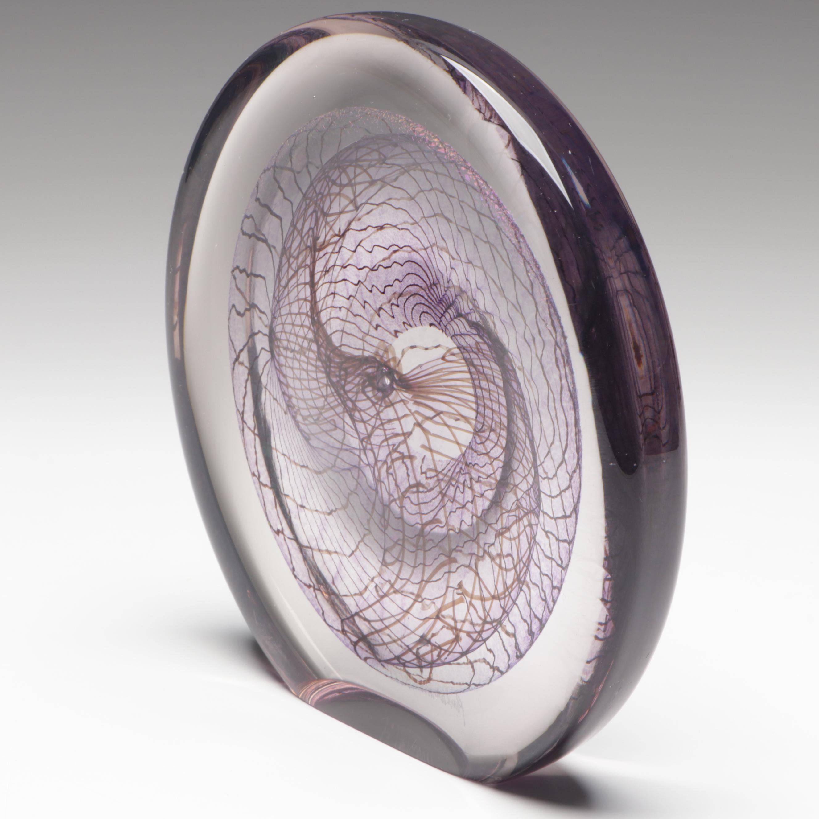 Tom Philabaum Handcrafted Dichroic and Filigree Studio Art Glass Disk ...