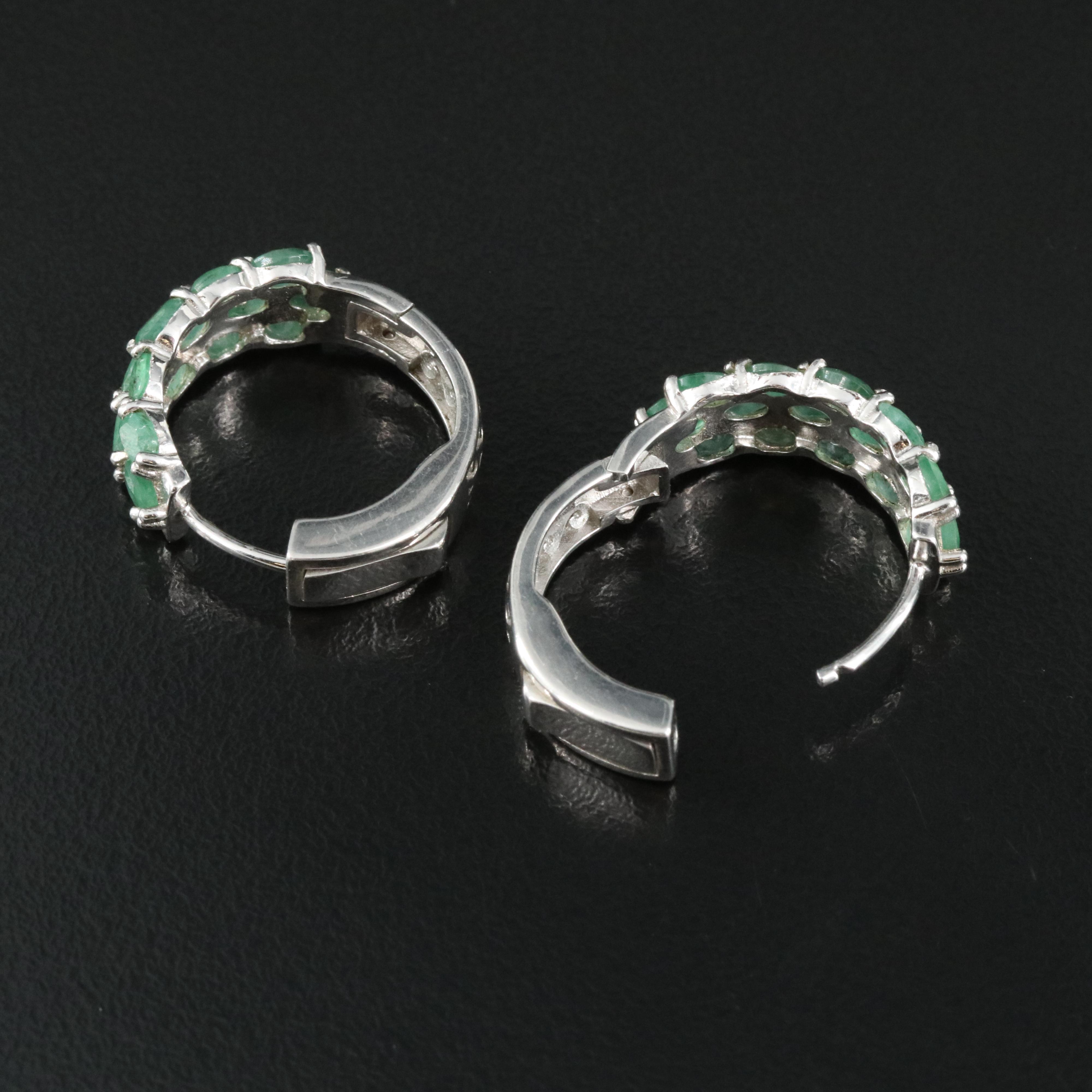 Sterling Emerald Hoop Earrings | EBTH