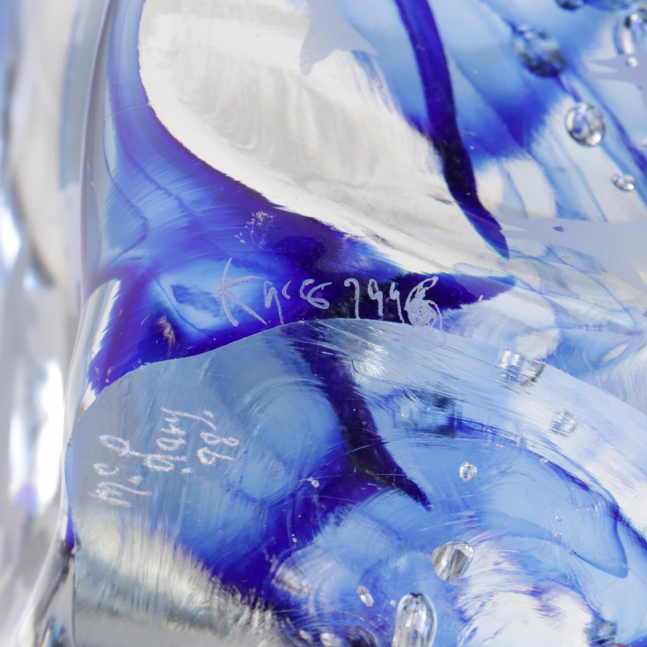 Rollin Karg and David H. McLary Art Glass Sculpture with Etched ...