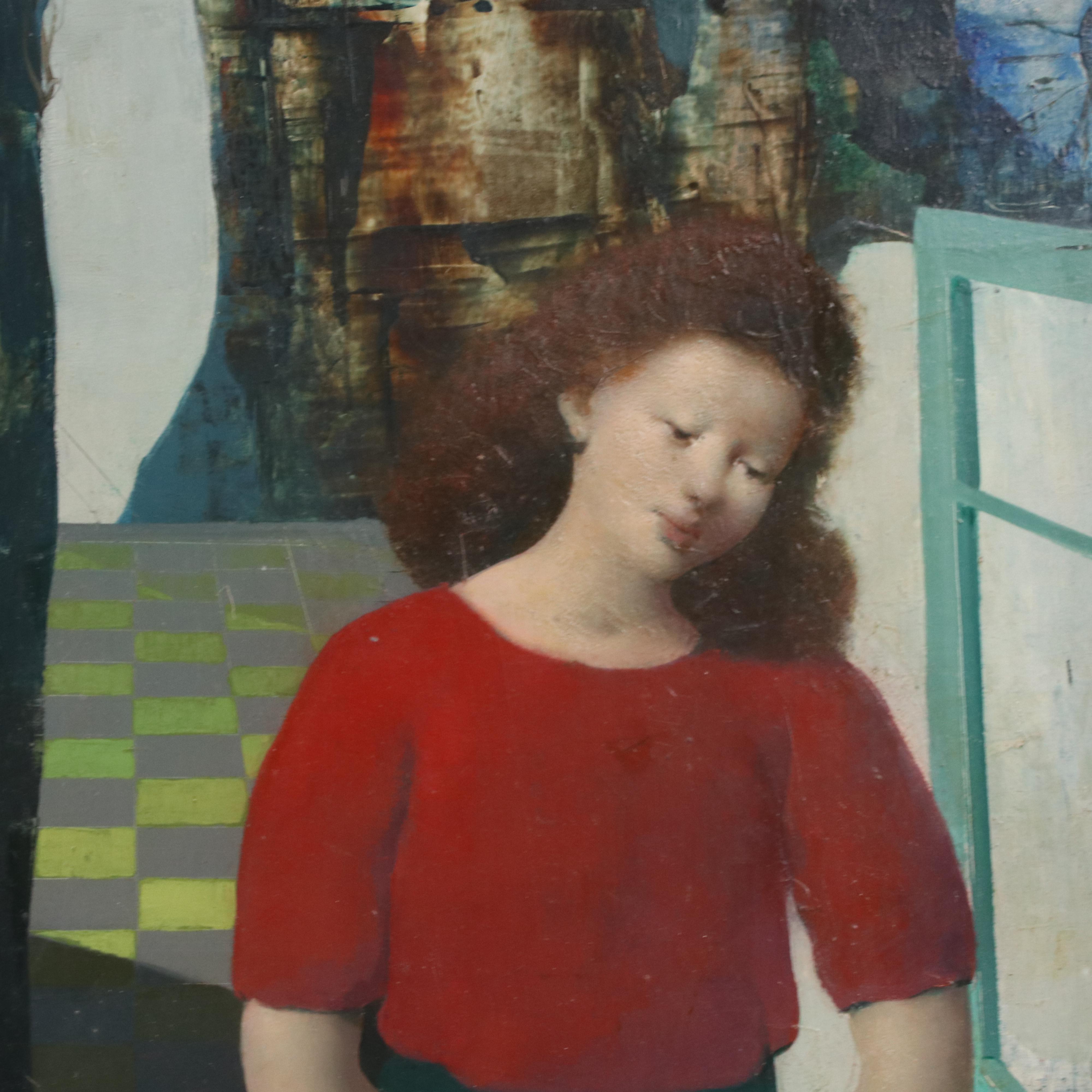 Marcel Delmotte Surrealist Oil Painting of Figure, 1955 | EBTH