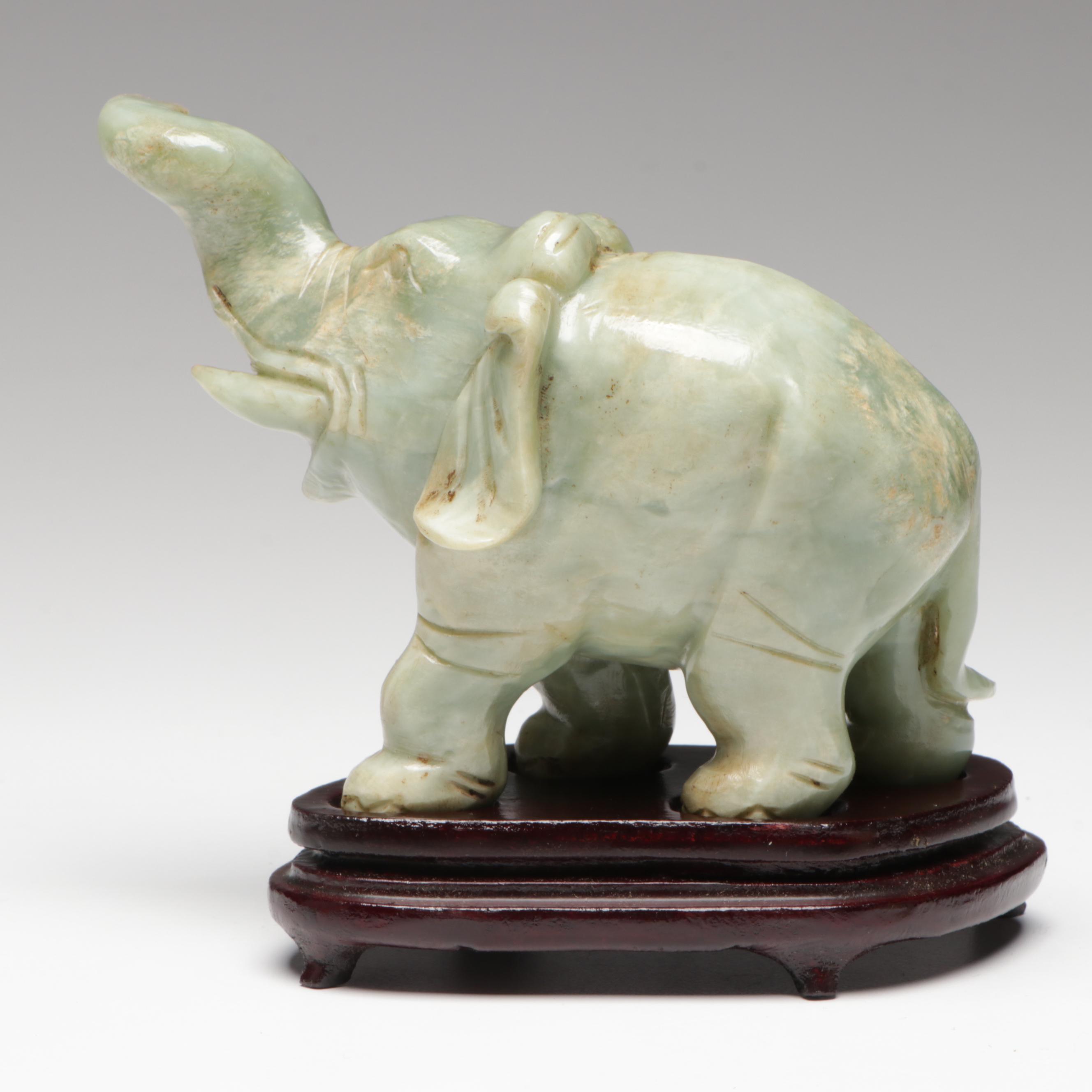 Chinese Carved Serpentine Elephants | EBTH