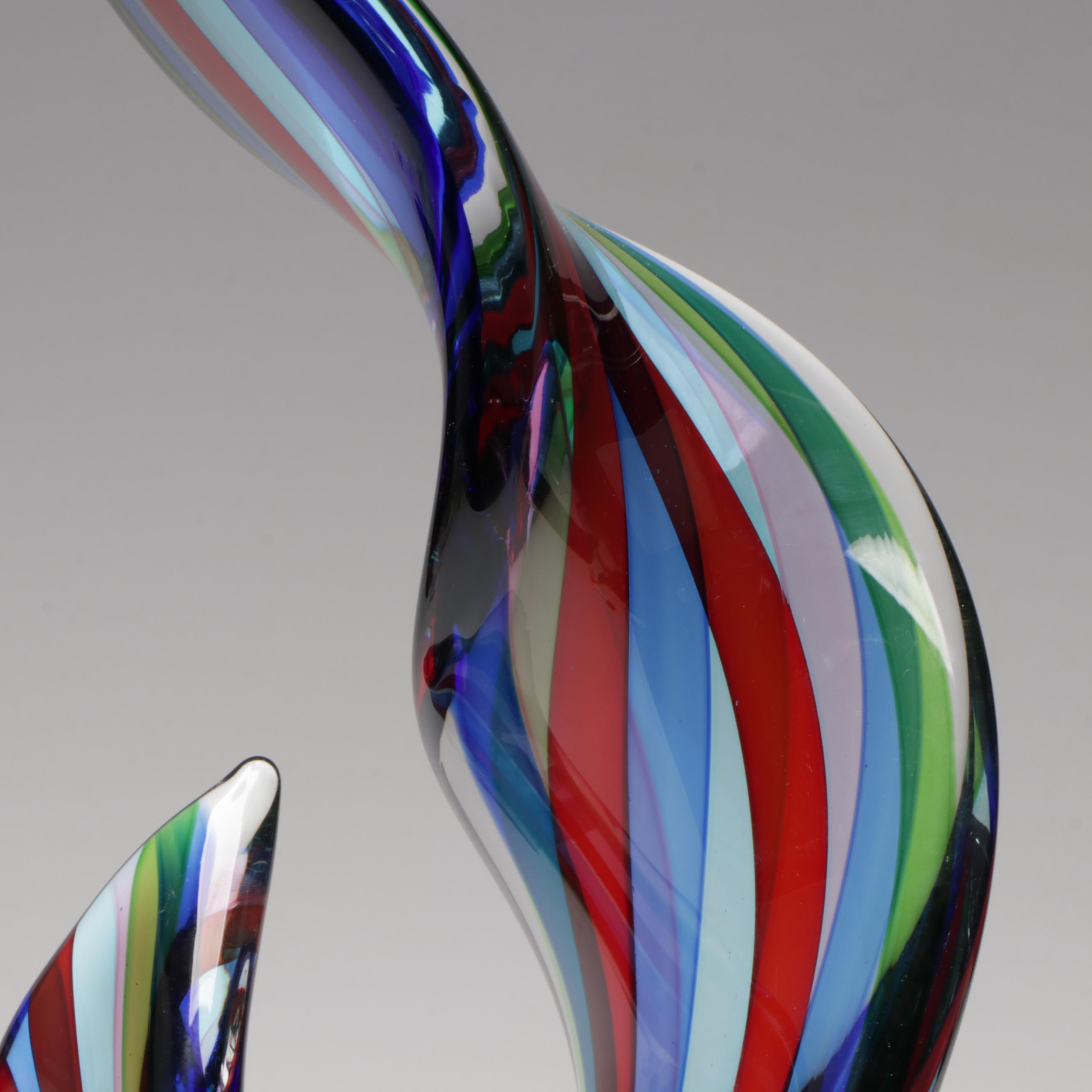 Formia Handcrafted Limited Edition Multicolor Striped Murano Art Glass ...