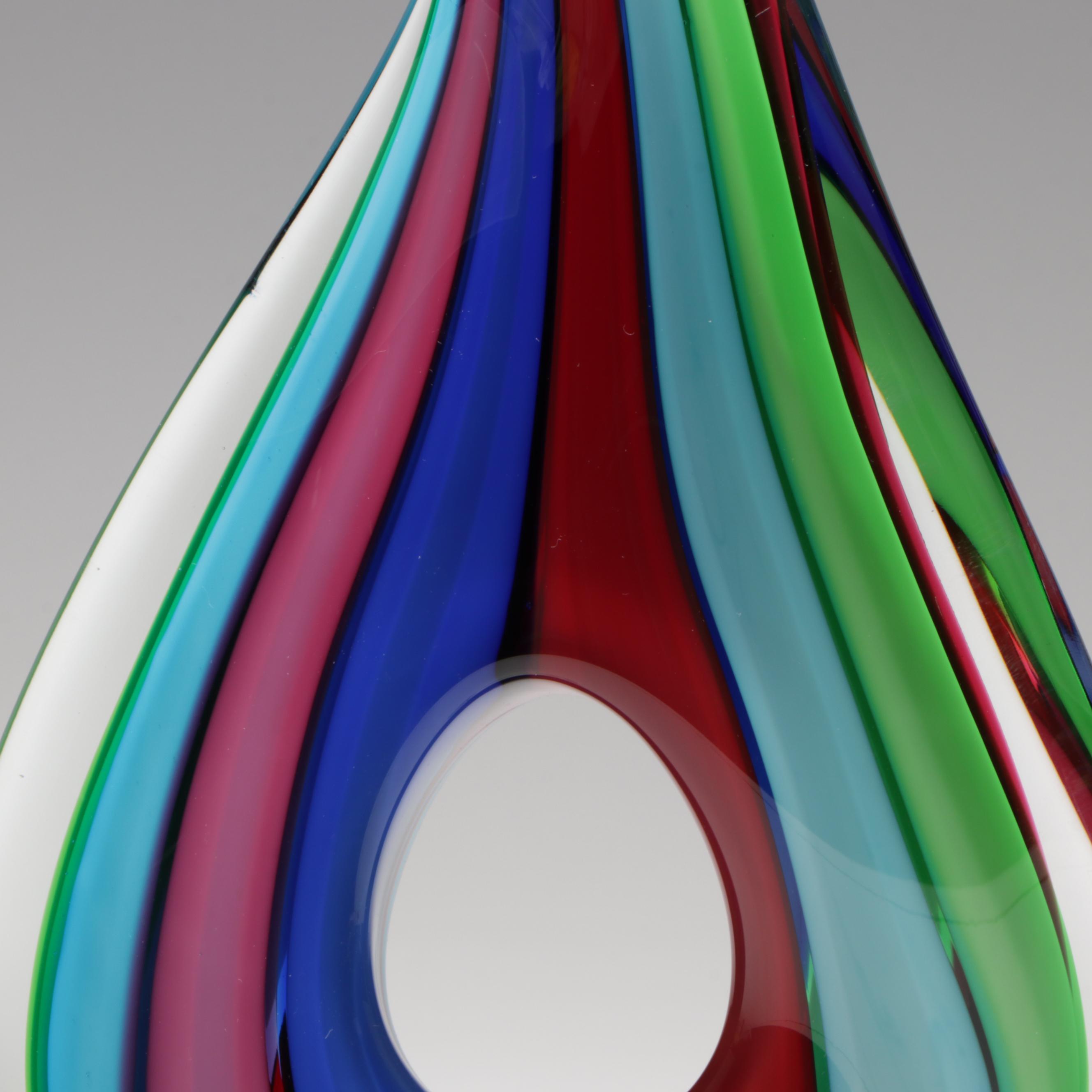 Formia Handcrafted Limited Edition Multicolor Striped Murano Art Glass ...