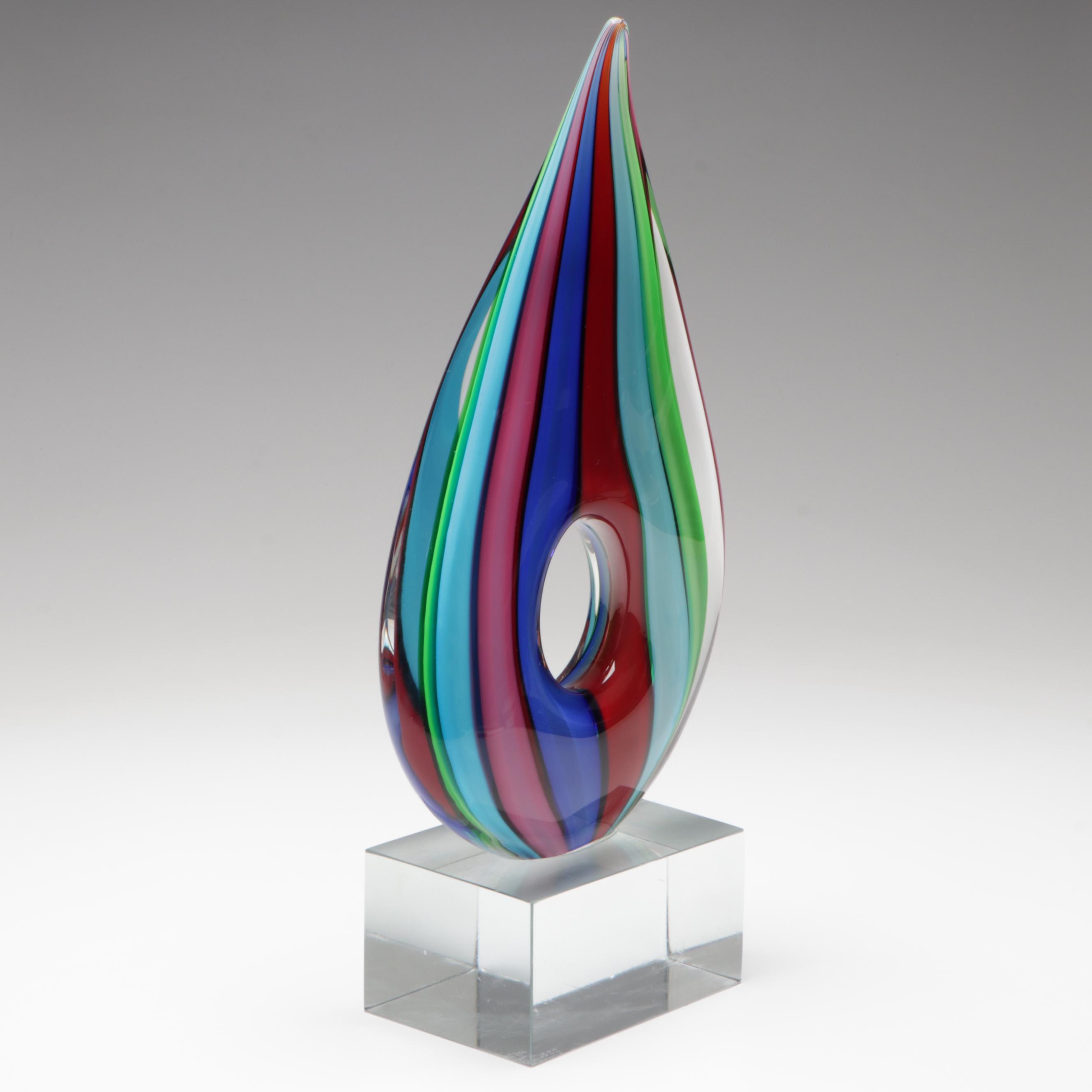 Formia Handcrafted Limited Edition Multicolor Striped Murano Art Glass ...