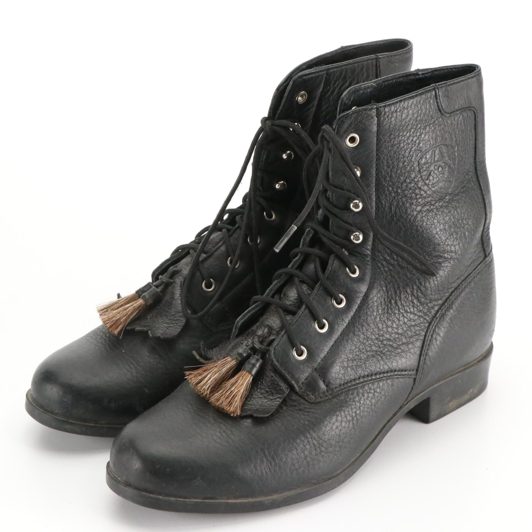 Ariat Black Leather Lace-Up Kiltie Roper Heritage Boots with Tassel ...