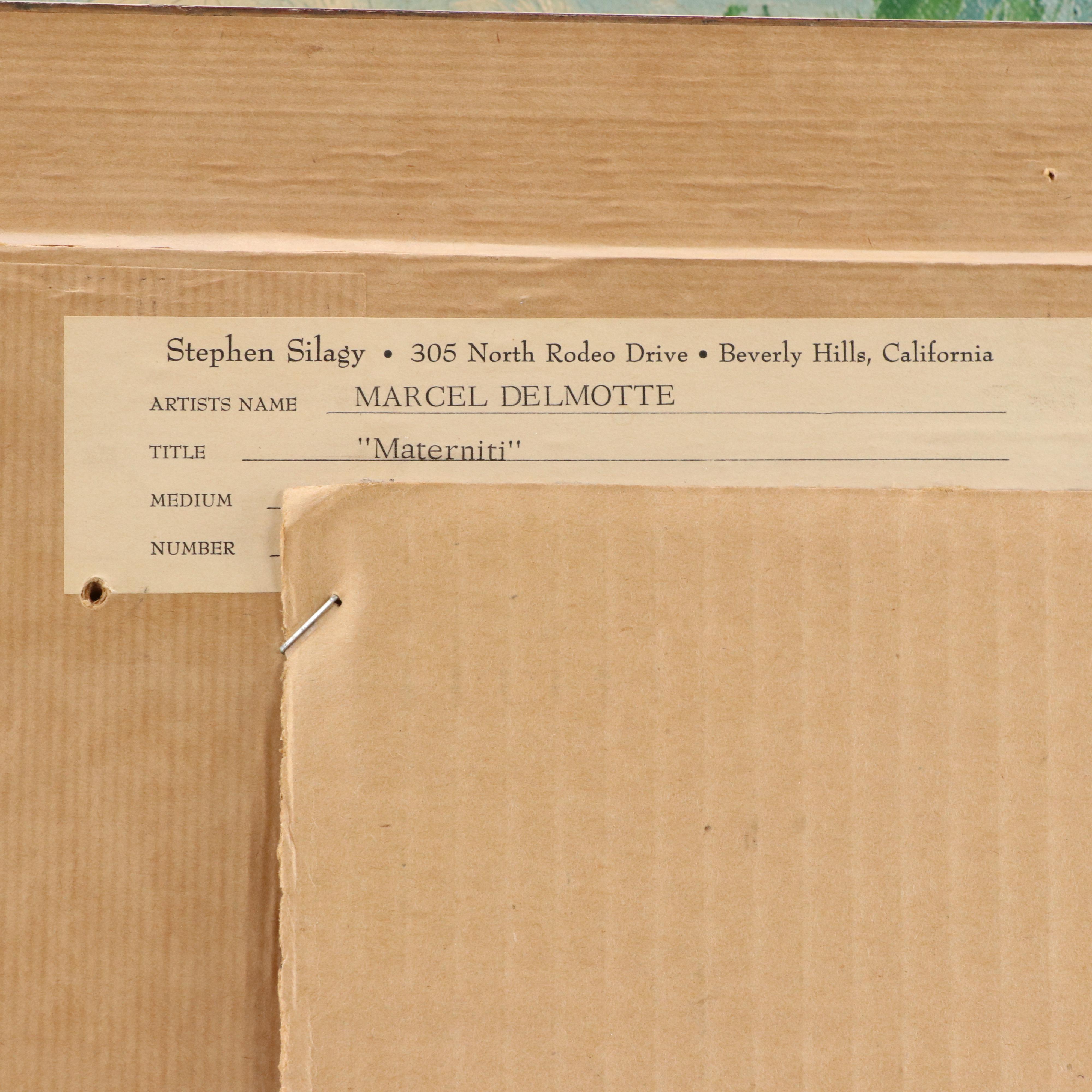 Marcel Delmotte Surrealist Oil Painting "Materniti," Mid 20th Century ...