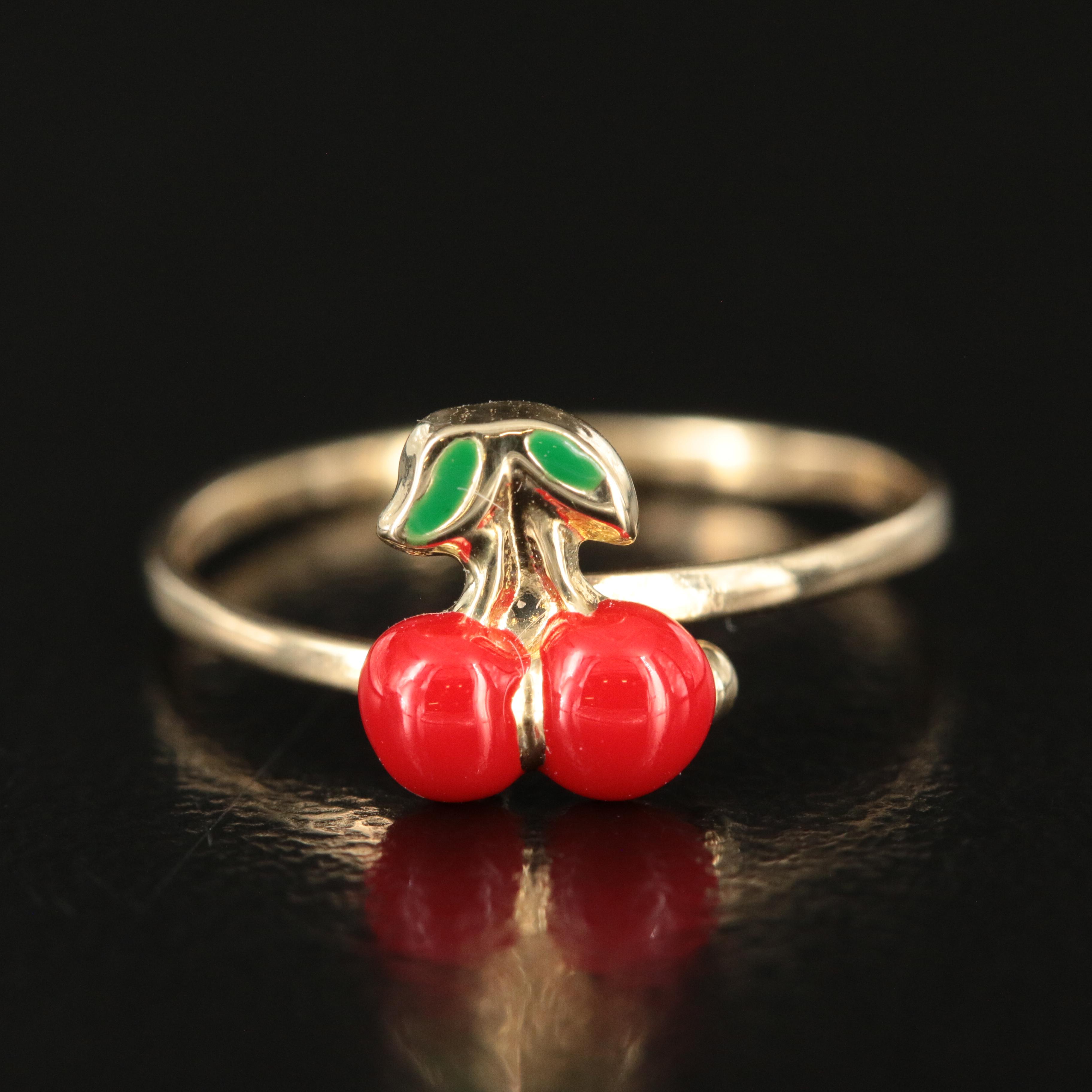 14K Enamel Cherries Ring | EBTH